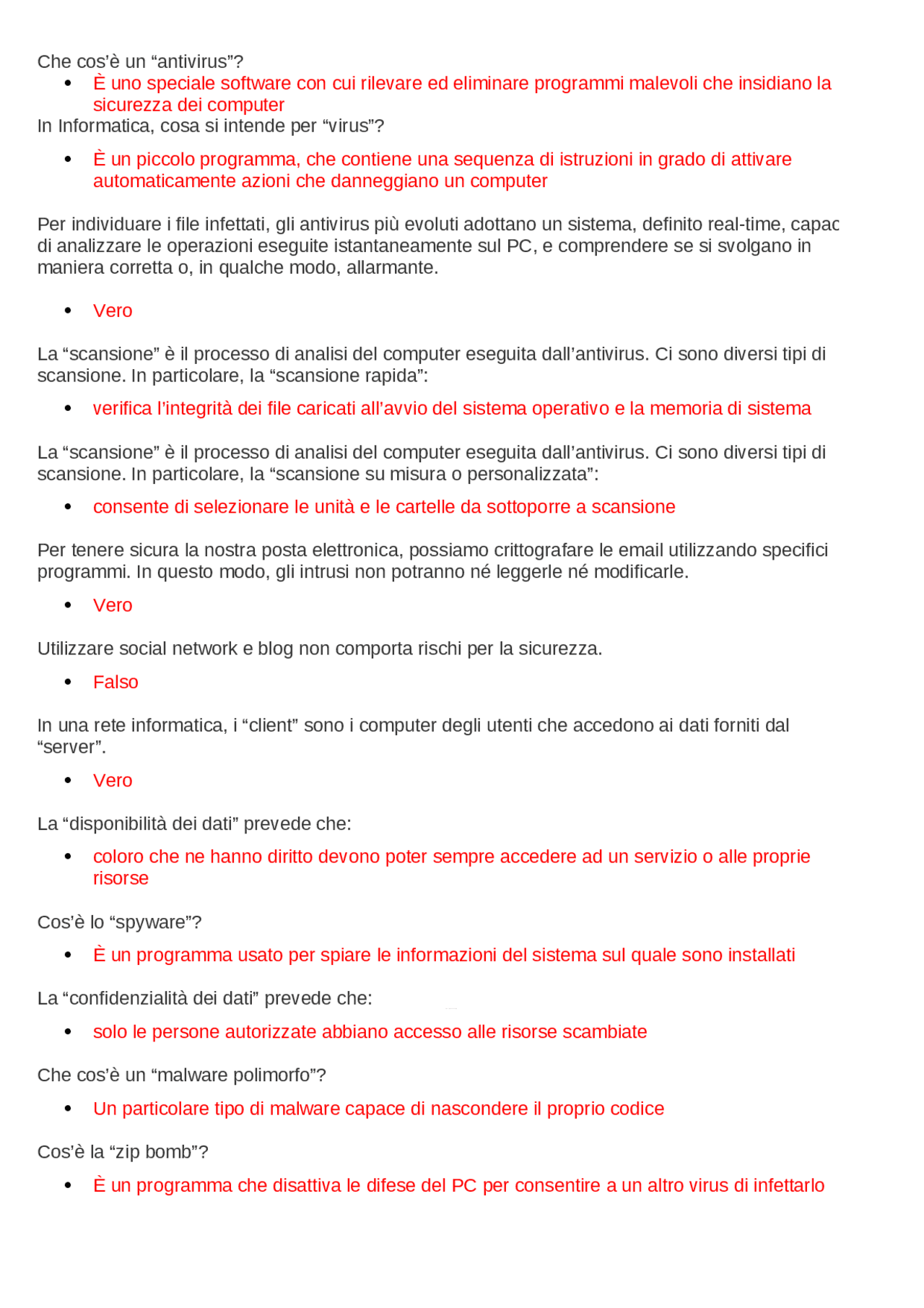 Documento Con Domande E Risposte Corrette Eipass 7 Moduli User Modulo 4