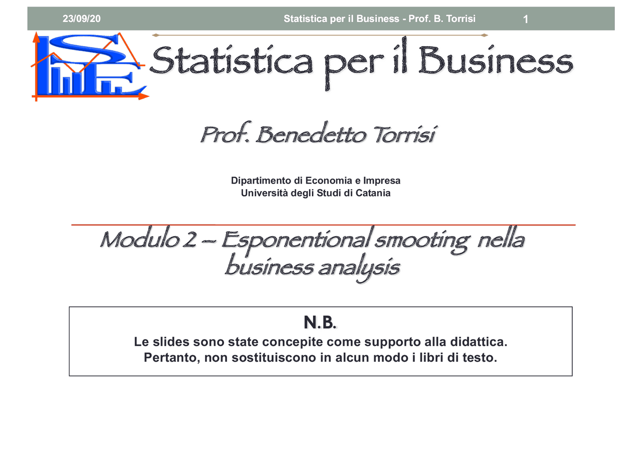 Slide Prof Torrisi Statistica Dispense Di Statistica Docsity