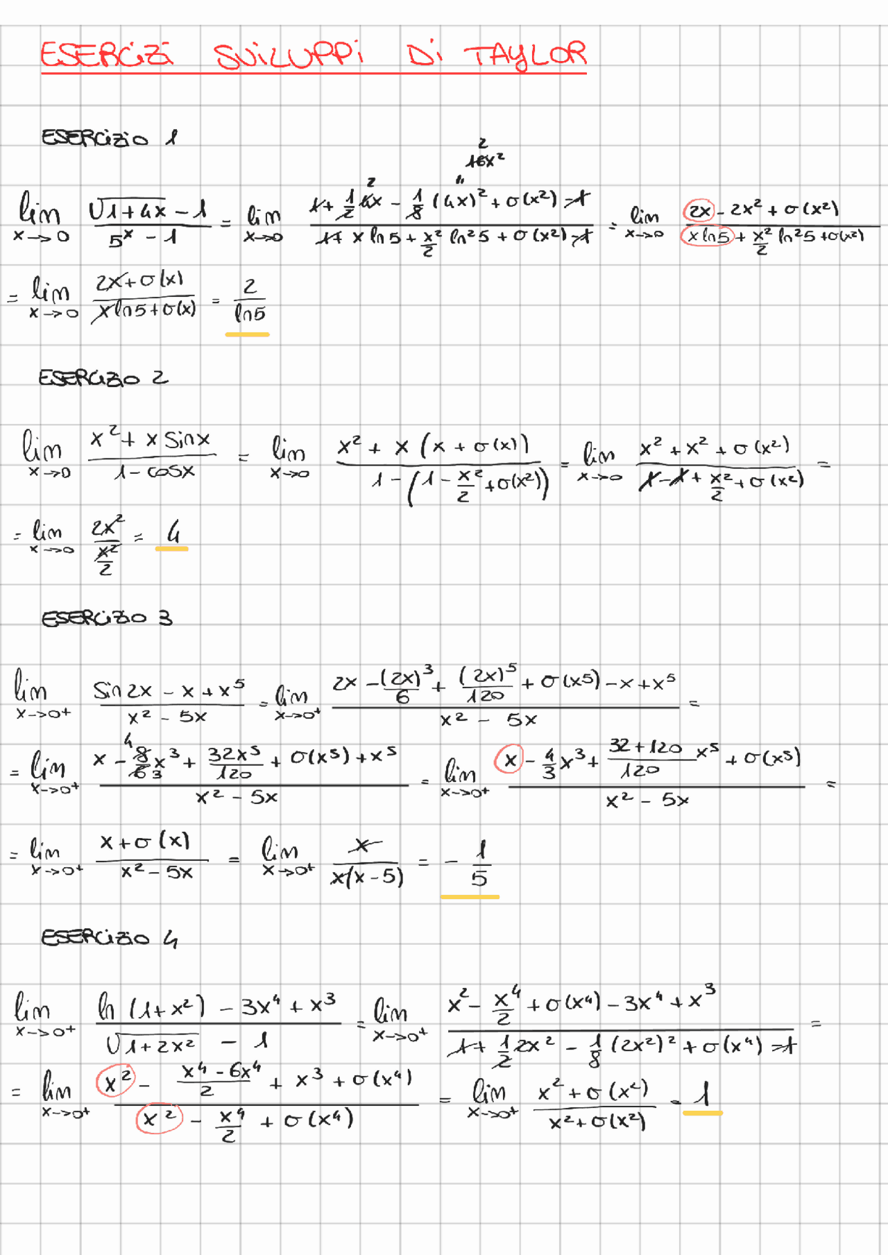 Esercizi Svolti Di Analisi Matematica 1 Sviluppi Di Taylor Prof