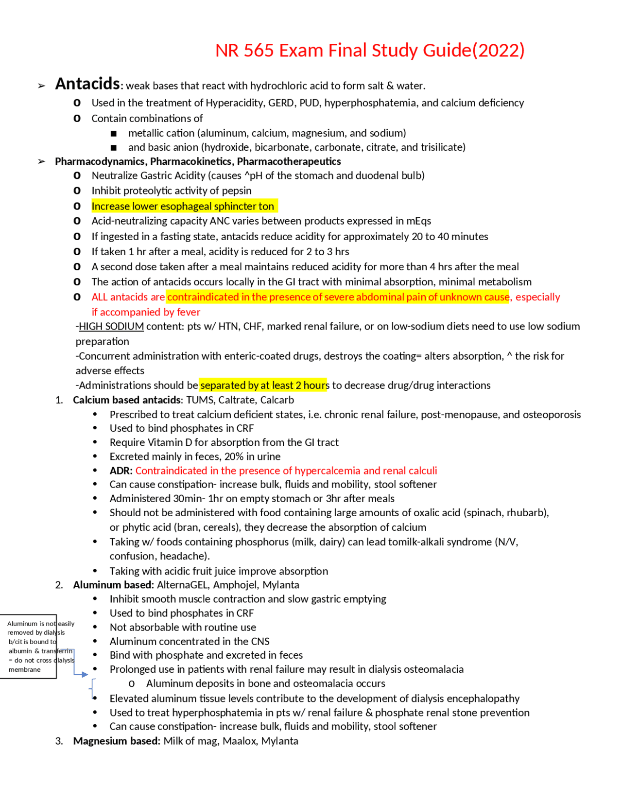 NR 565 Exam Final Study Guide(2022) | Exams Nursing | Docsity