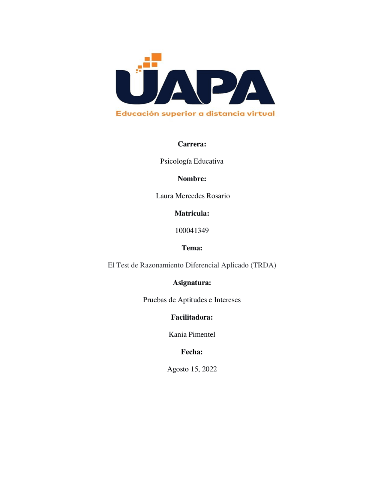 El Test de Razonamiento Diferencial Aplicado (TRDA) | Resúmenes de ...