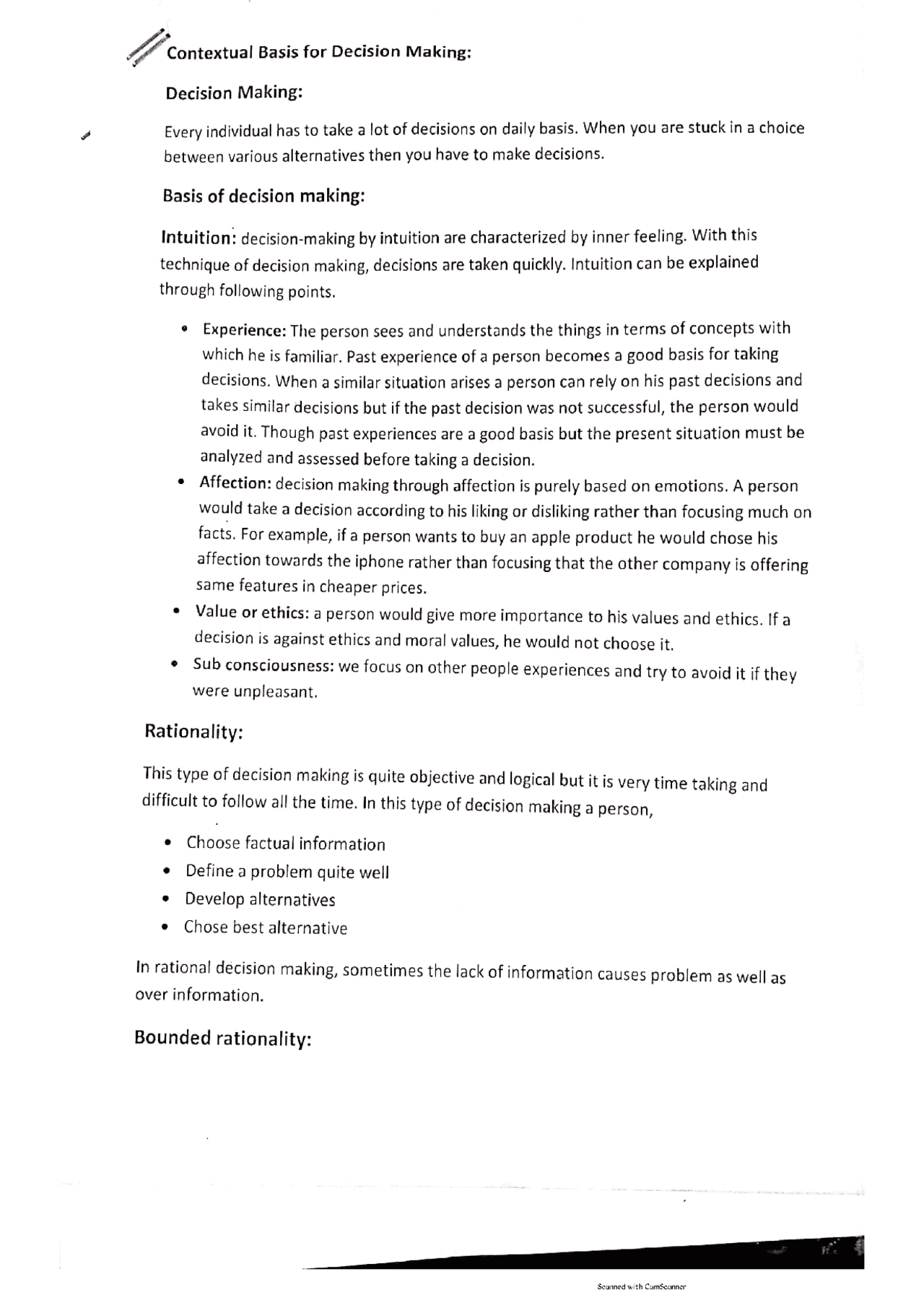 Contextual Basis For Decion Making Lecture Notes Environmental