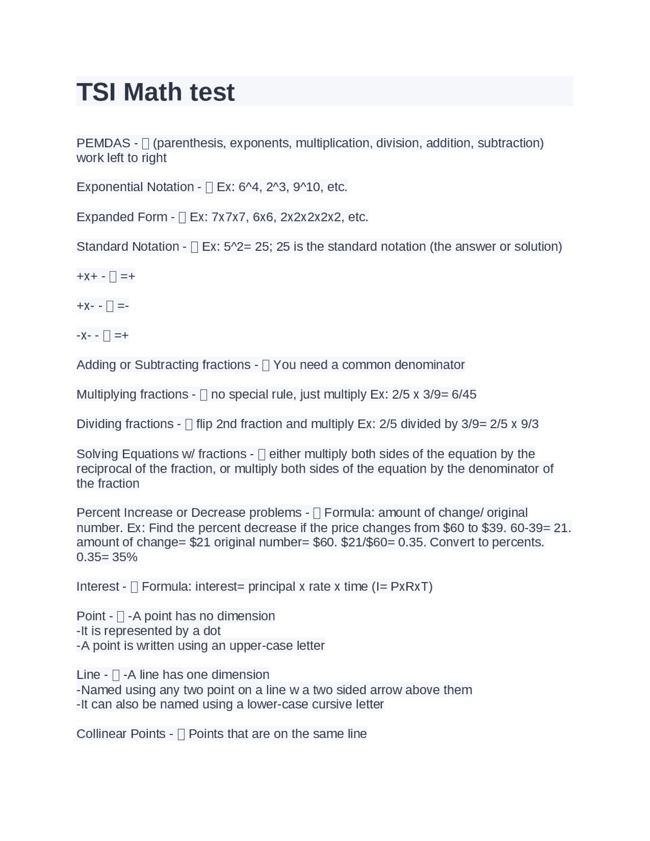 TSI Math test.latest 2022 graded a plus | Exams Nursing | Docsity