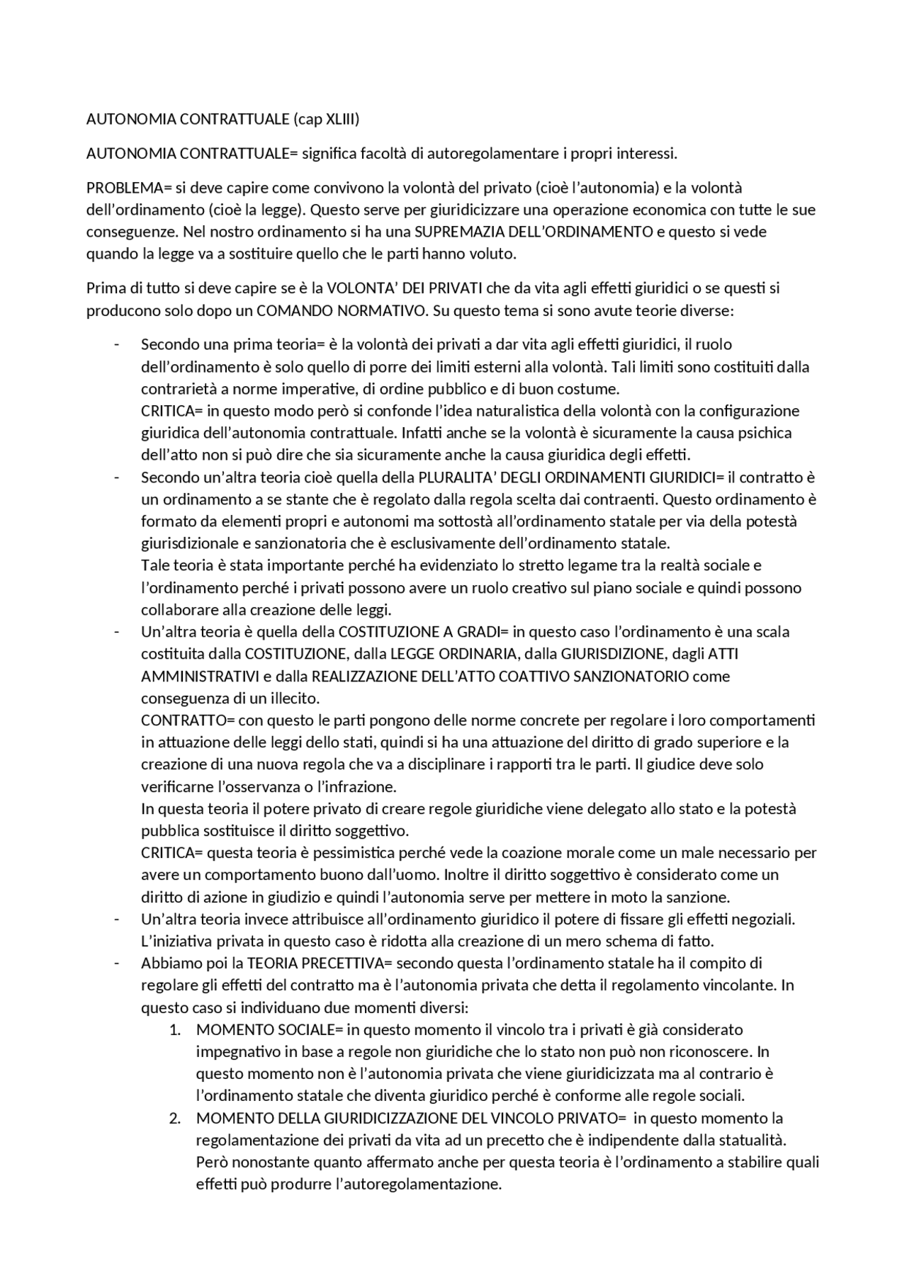 Autonomia Contrattuale Riassunto Appunti Di Diritto Civile Docsity