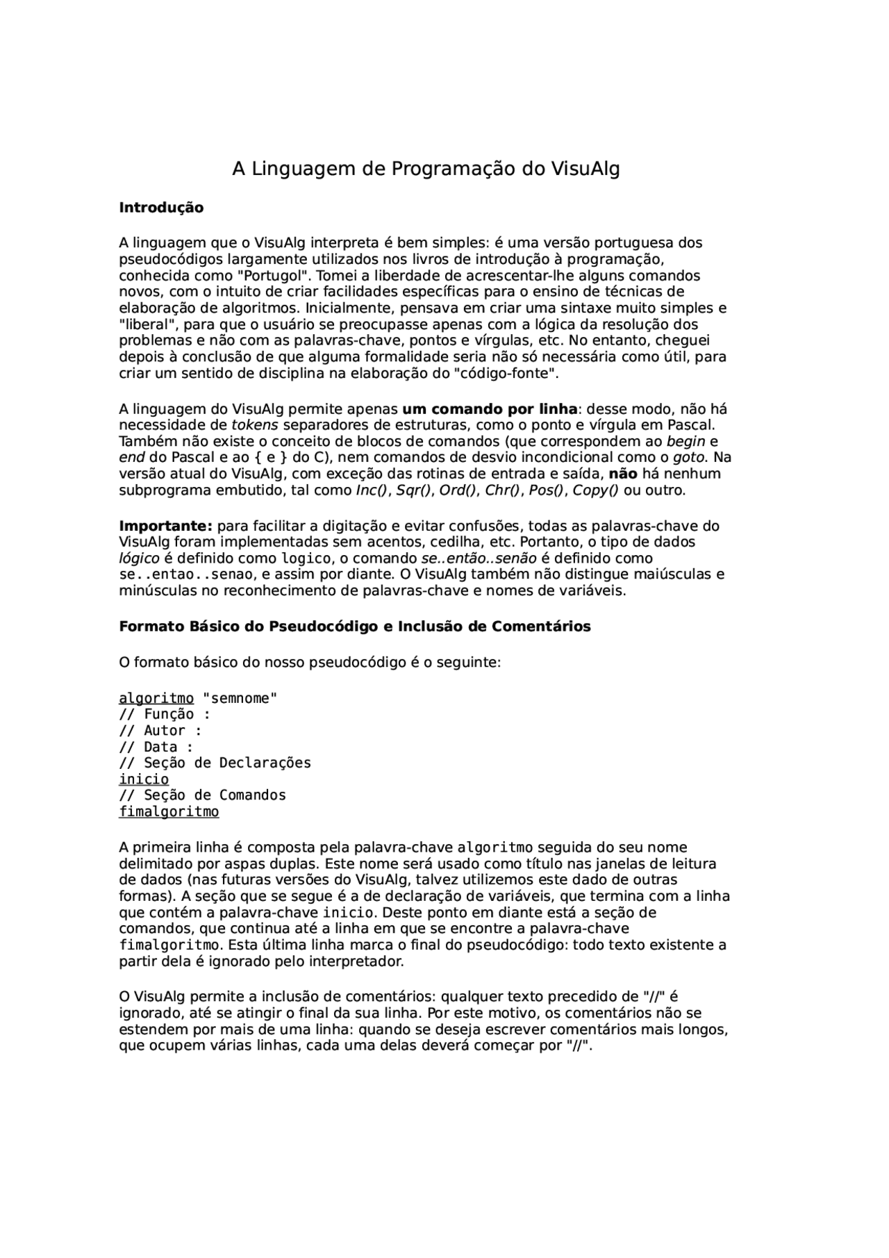 Linguagem de programação VISUALG | Notas de estudo Programação ...