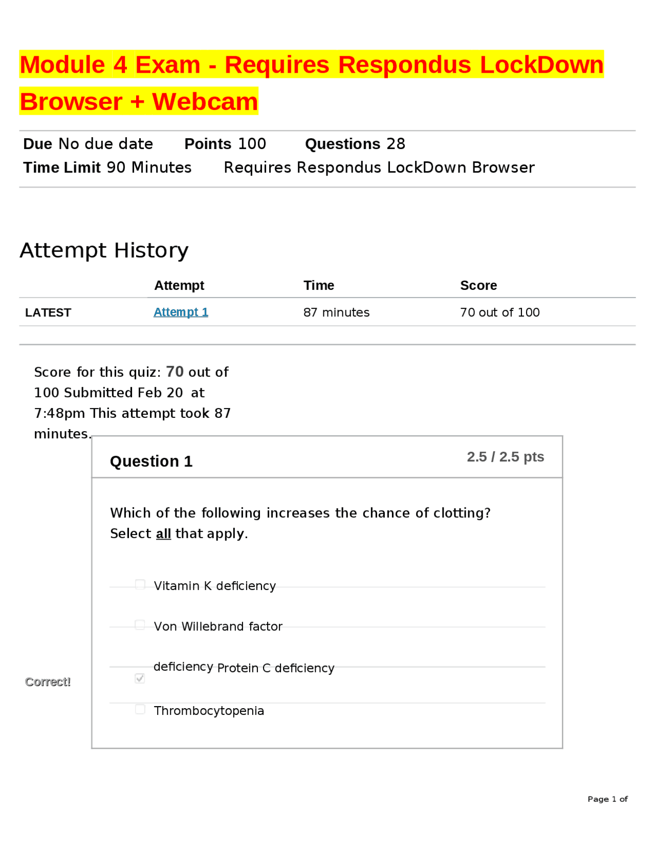 Module 4 Exam - Requires Respondus LockDown Browser + Webcam | Exams ...