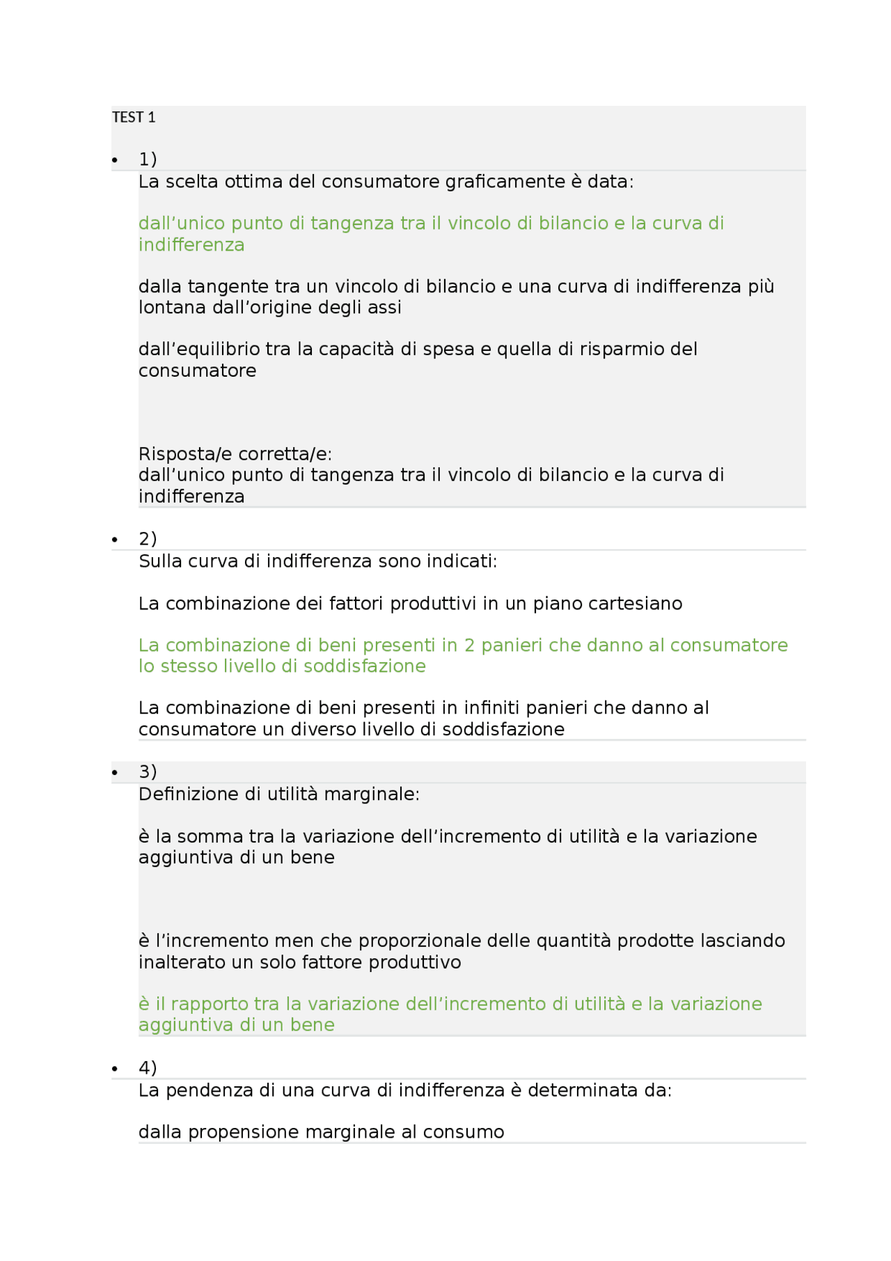 Risposte Test Che Si Sono Svolte Exams Producing And Directing Docsity