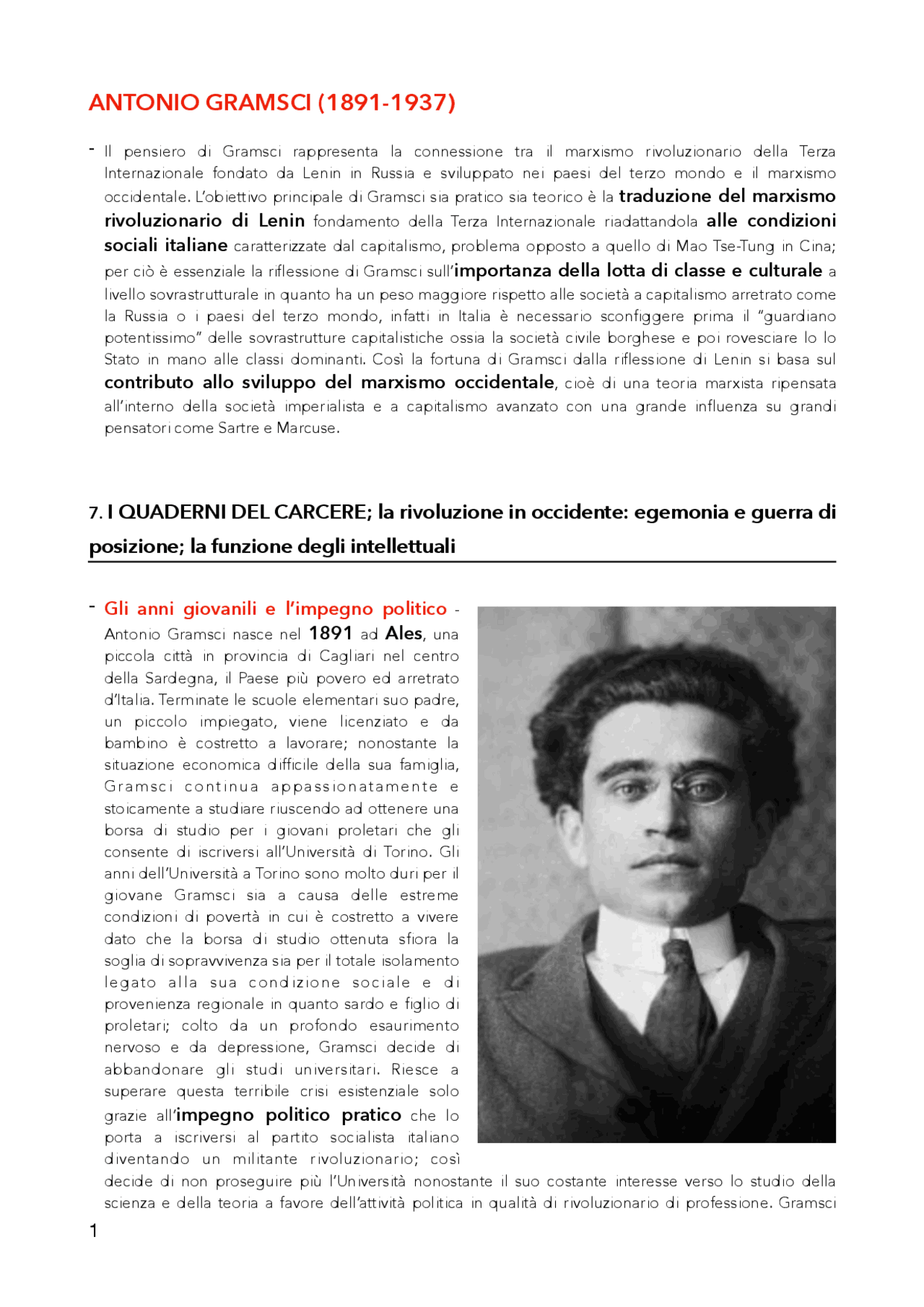 Il Pensiero Di A Gramsci Appunti Di Filosofia Docsity