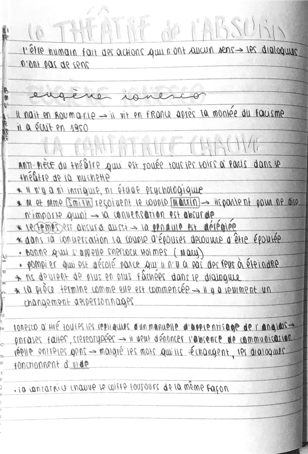 Ionesco Et Le Théatre De Labsurde Appunti Di Francese Docsity