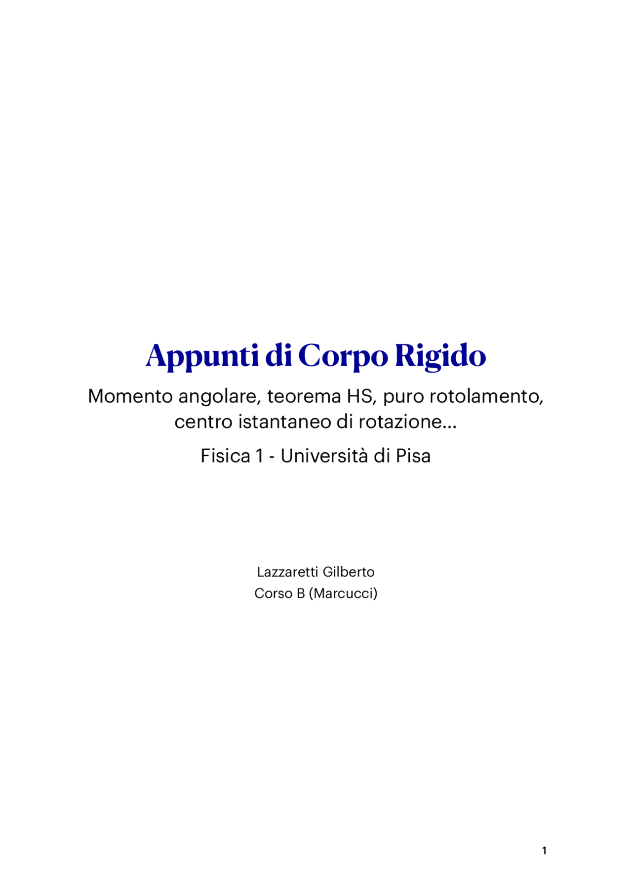 Appunti Di Corpo Rigido Schemi E Mappe Concettuali Di Fisica Docsity