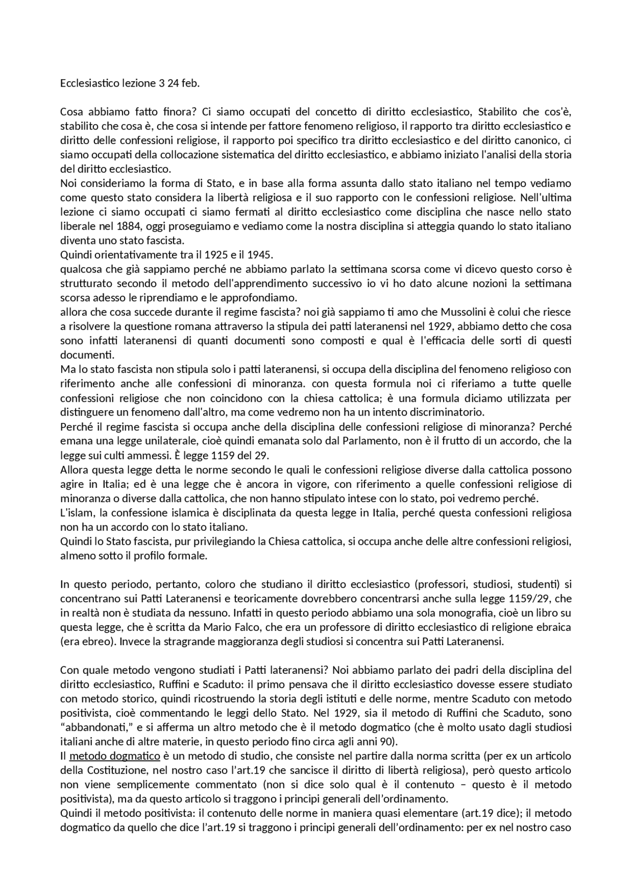 Storia Diritto Ecclesiastico Appunti Di Diritto Ecclesiastico Docsity
