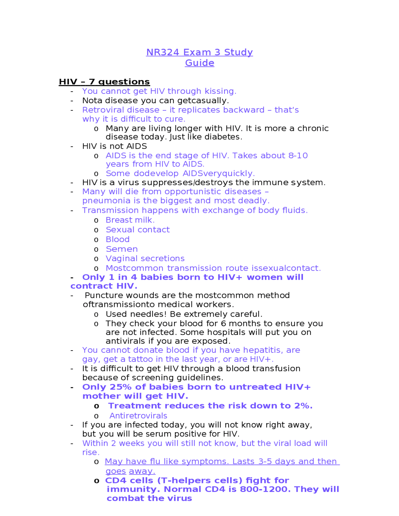NR324 Exam 3 Study Guide QUESTION & ANSWERS | Exams Nursing - Docsity