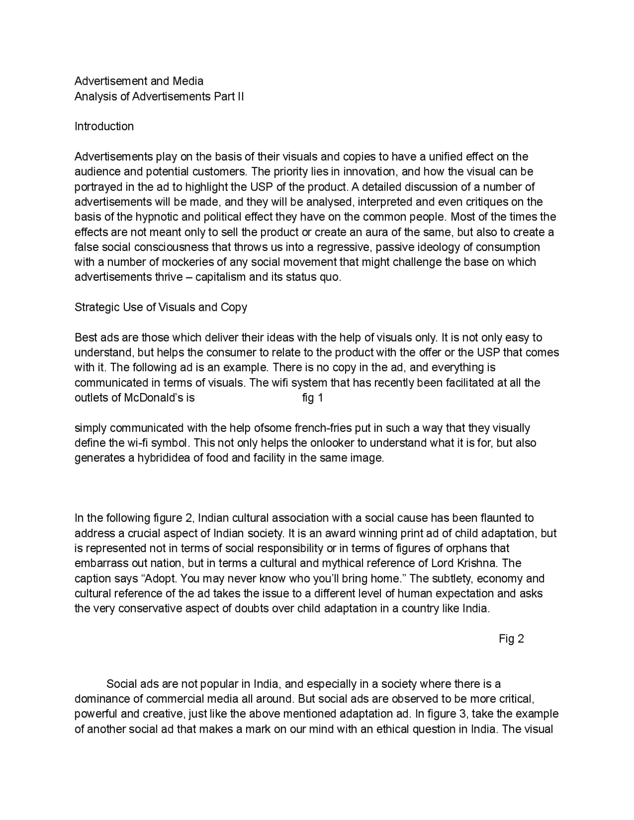 Analysis Of Advertisements Part Ii Lecture Notes Advertising And