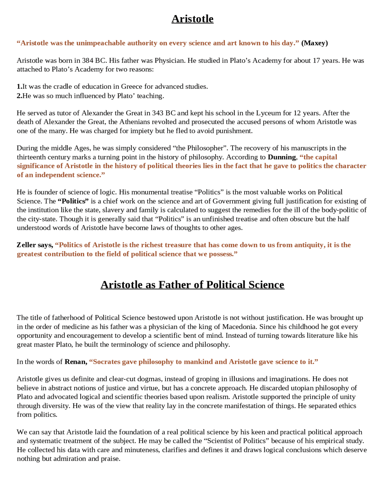 Political science Aristotle | Study Guides, Projects, Research ...