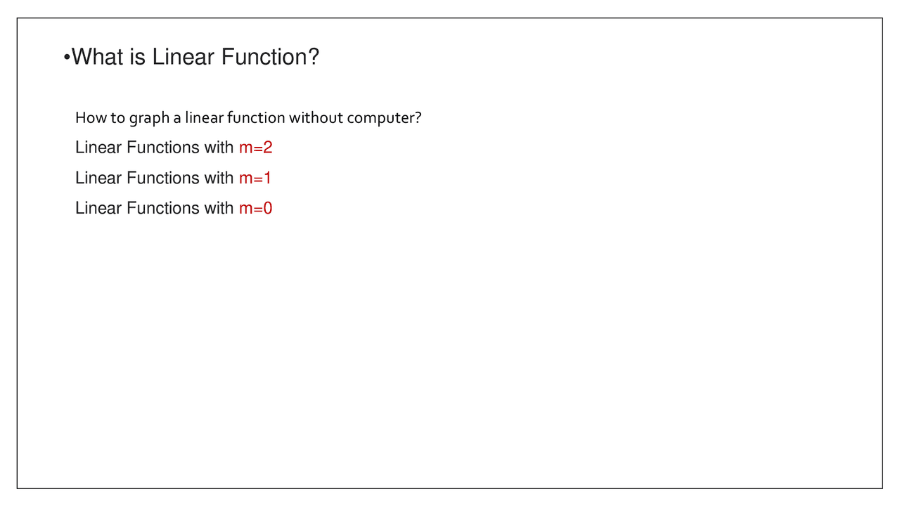 Linear Function And Linear Graph Summaries Mathematics Docsity