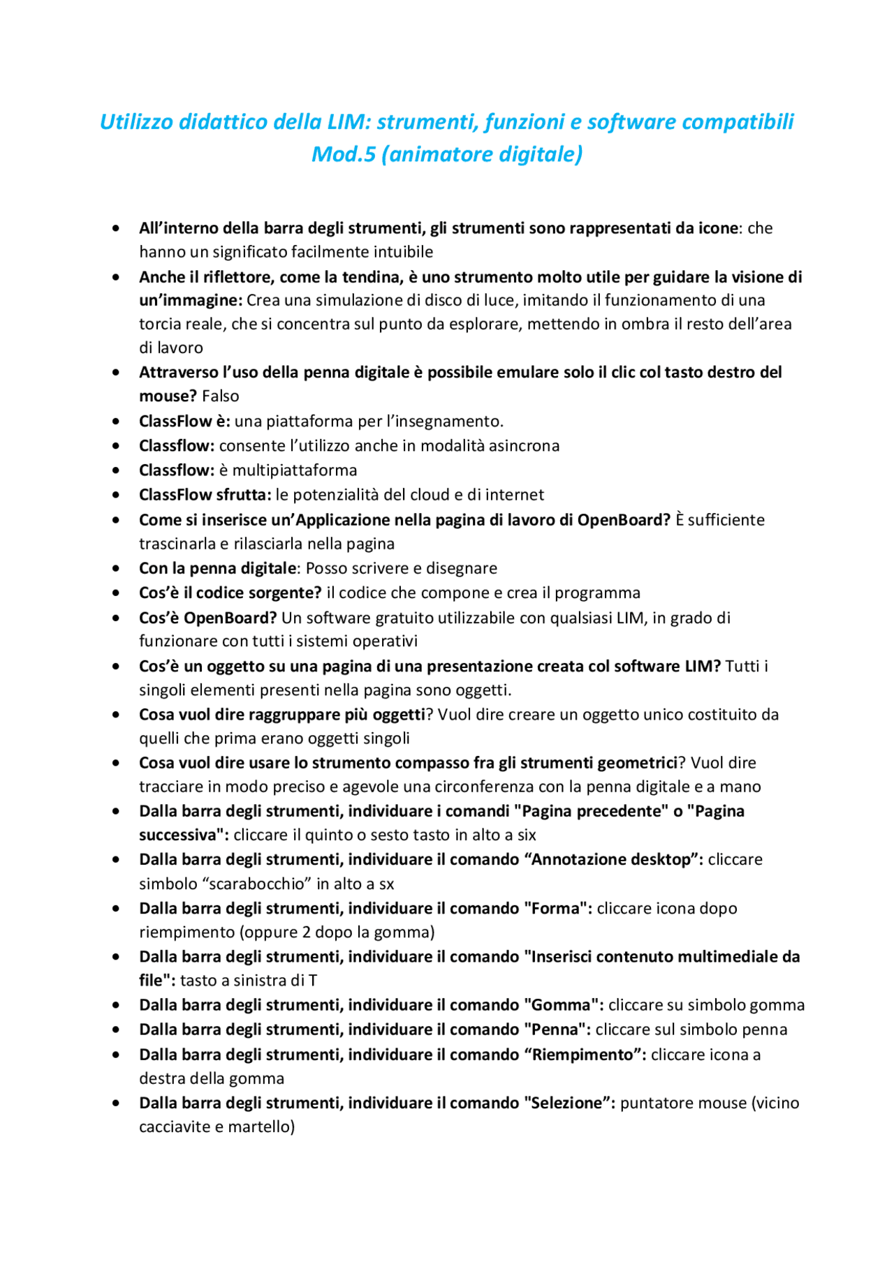 EIPASS Utilizzo didattico della LIM: strumenti, funzioni e software compatibili | Prove d'esame ...