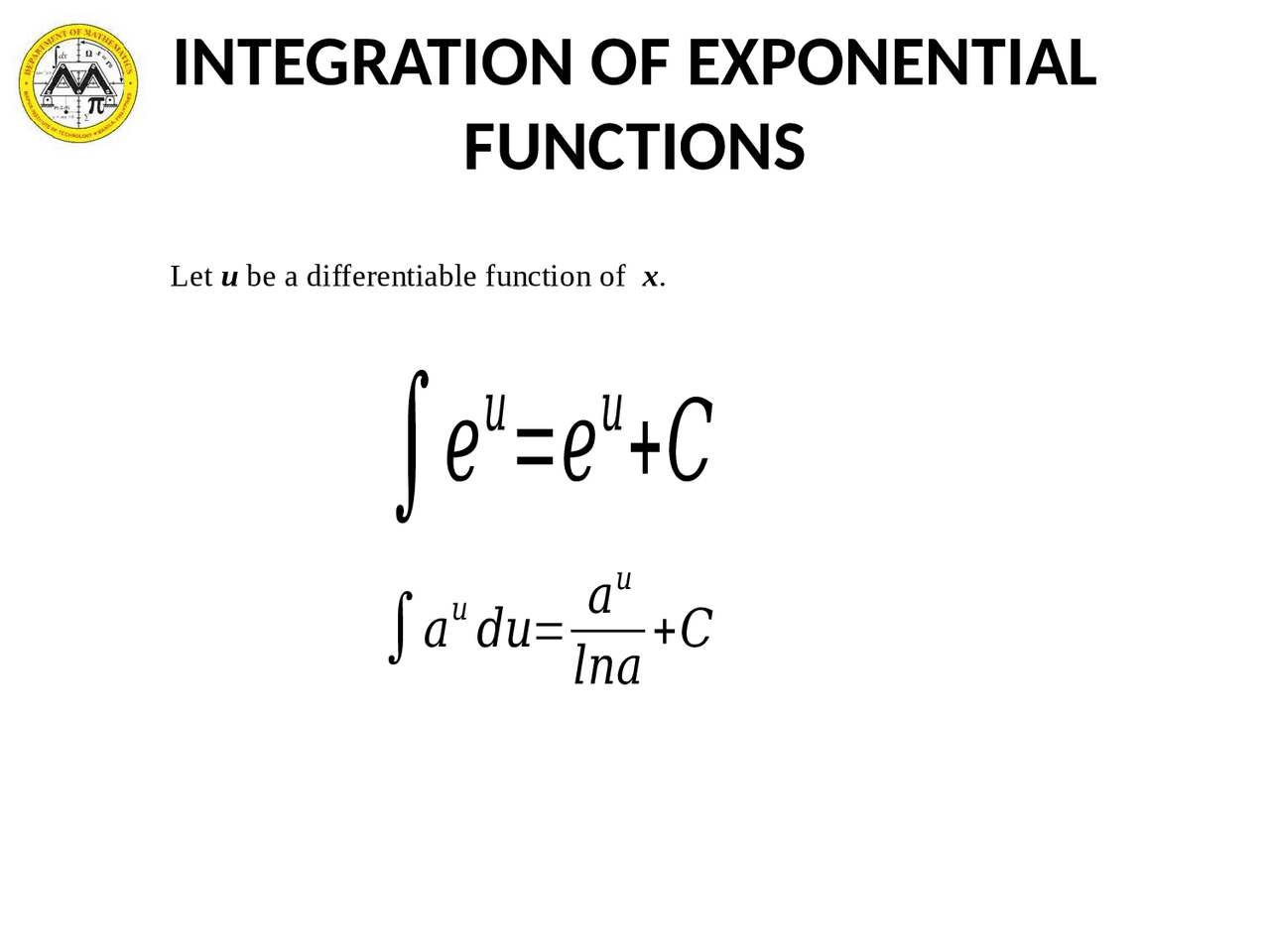 Integrals Of Exponential Functions Lecture Notes Engineering Integrals Of Exponential Functions Lecture Notes Engineering