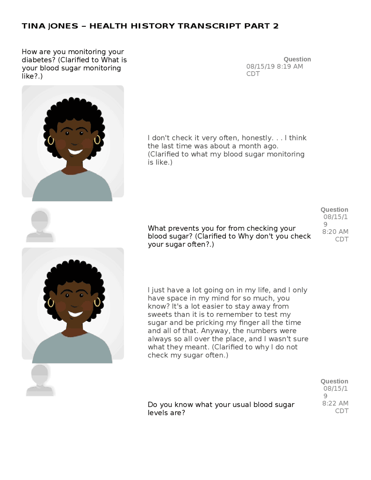 Tina Jones Health History Transcript Part 2 Exams Nursing Docsity