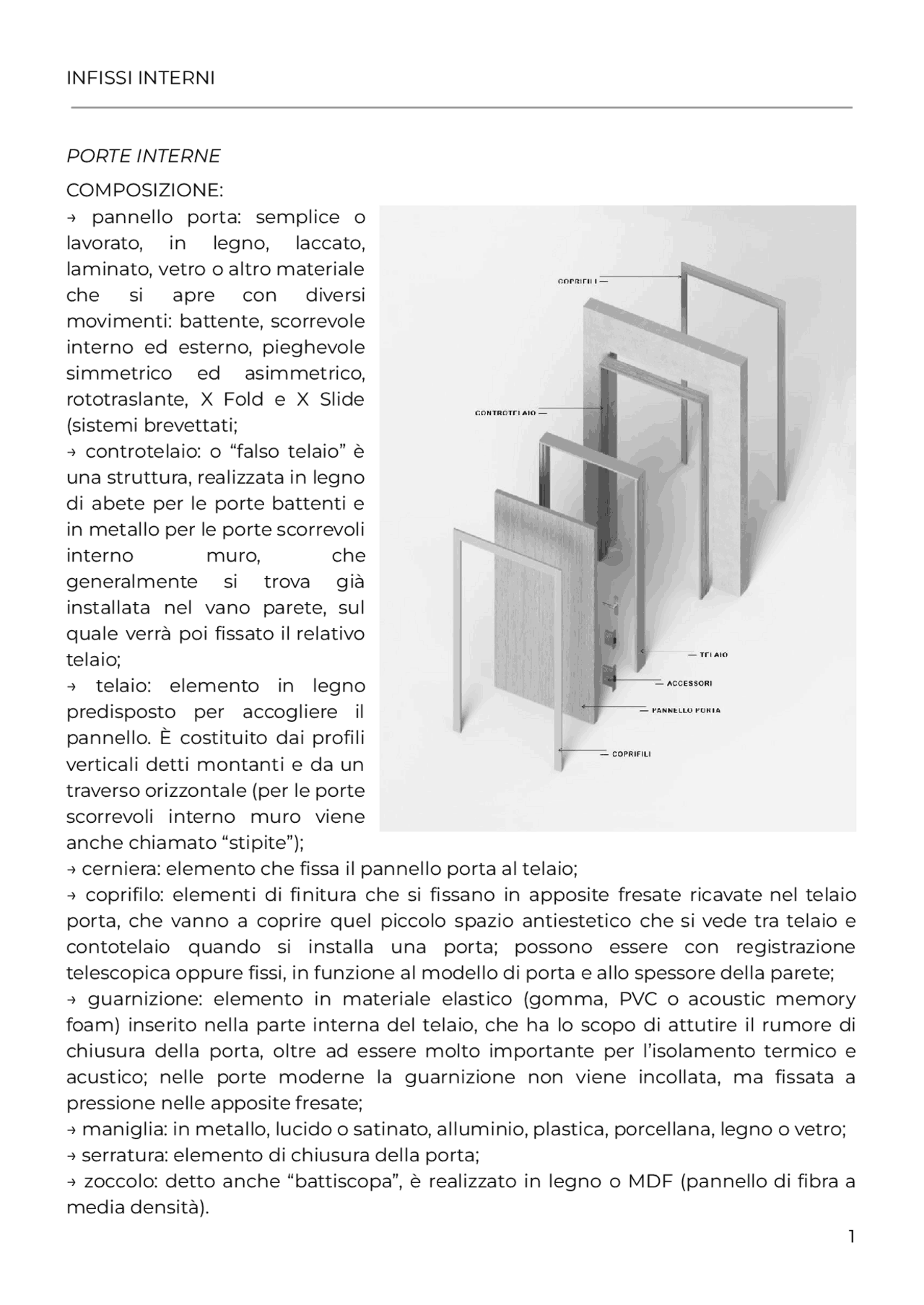 Appunti Completi Elementi Costruttivi Infissi Interni Appunti Di