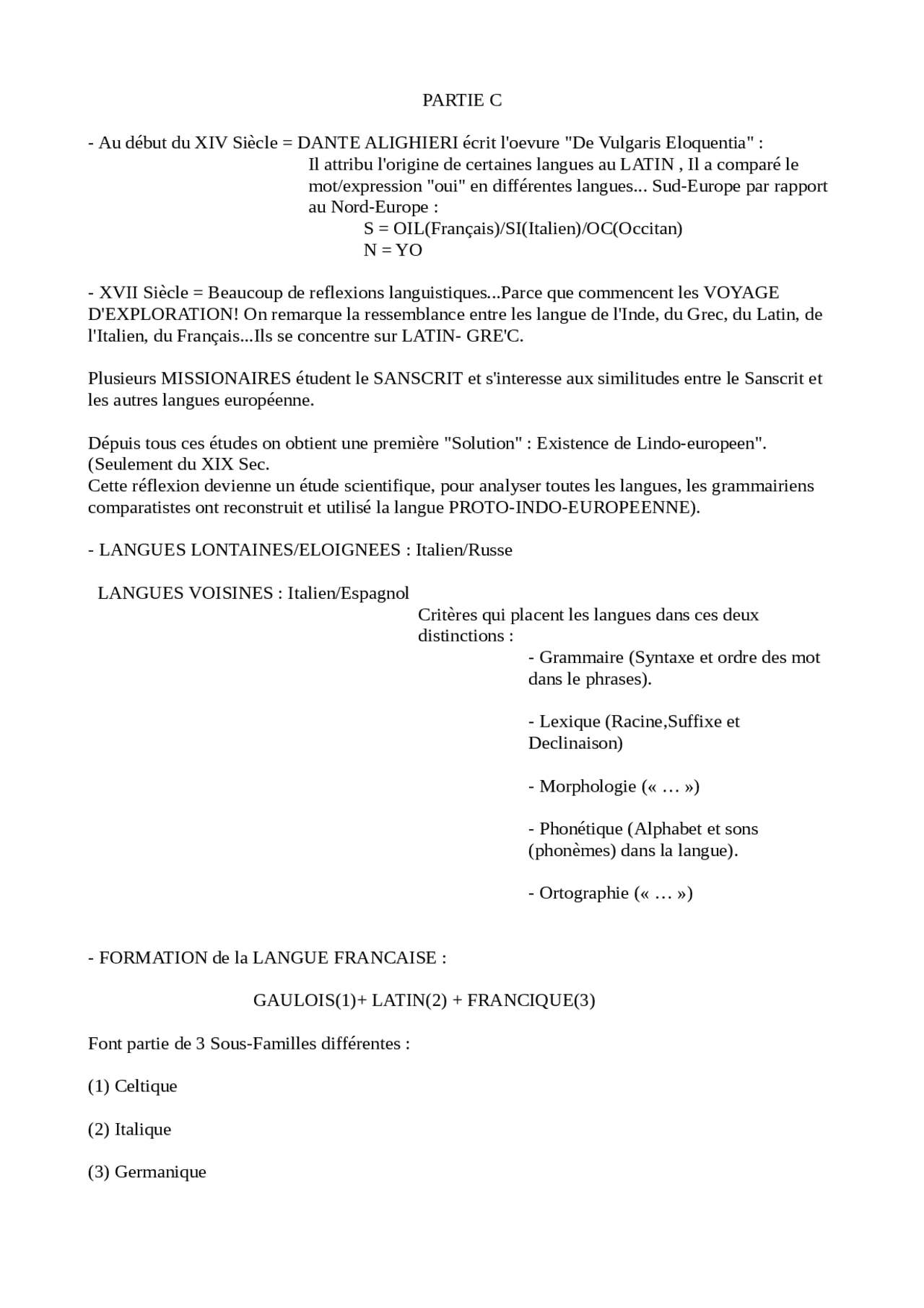 Appunti Partie C Langue Française Appunti Di Lingua Francese Docsity