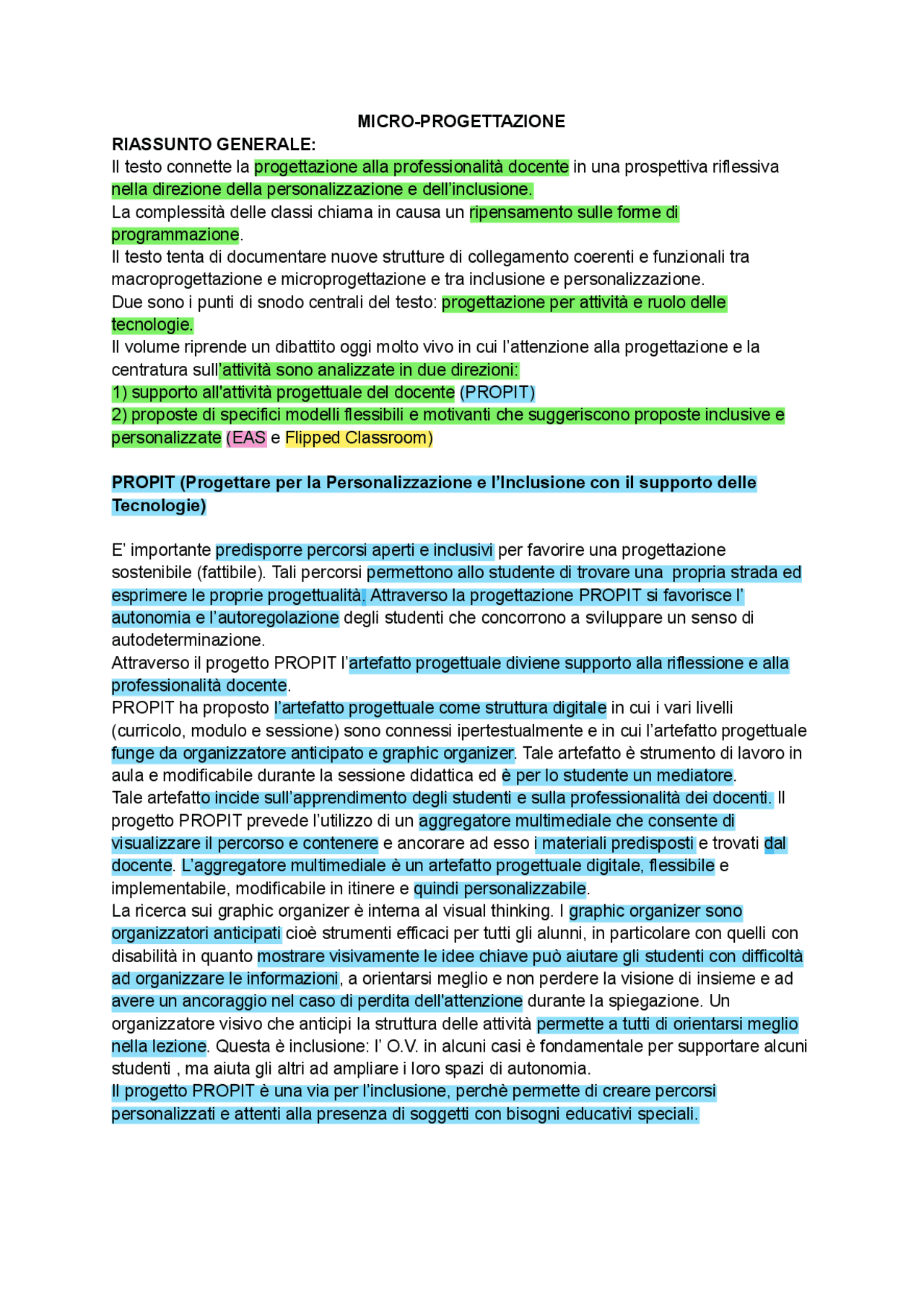 Riassunto Microprogettazione Pratiche A Confronto Di Rossi E Giaconi