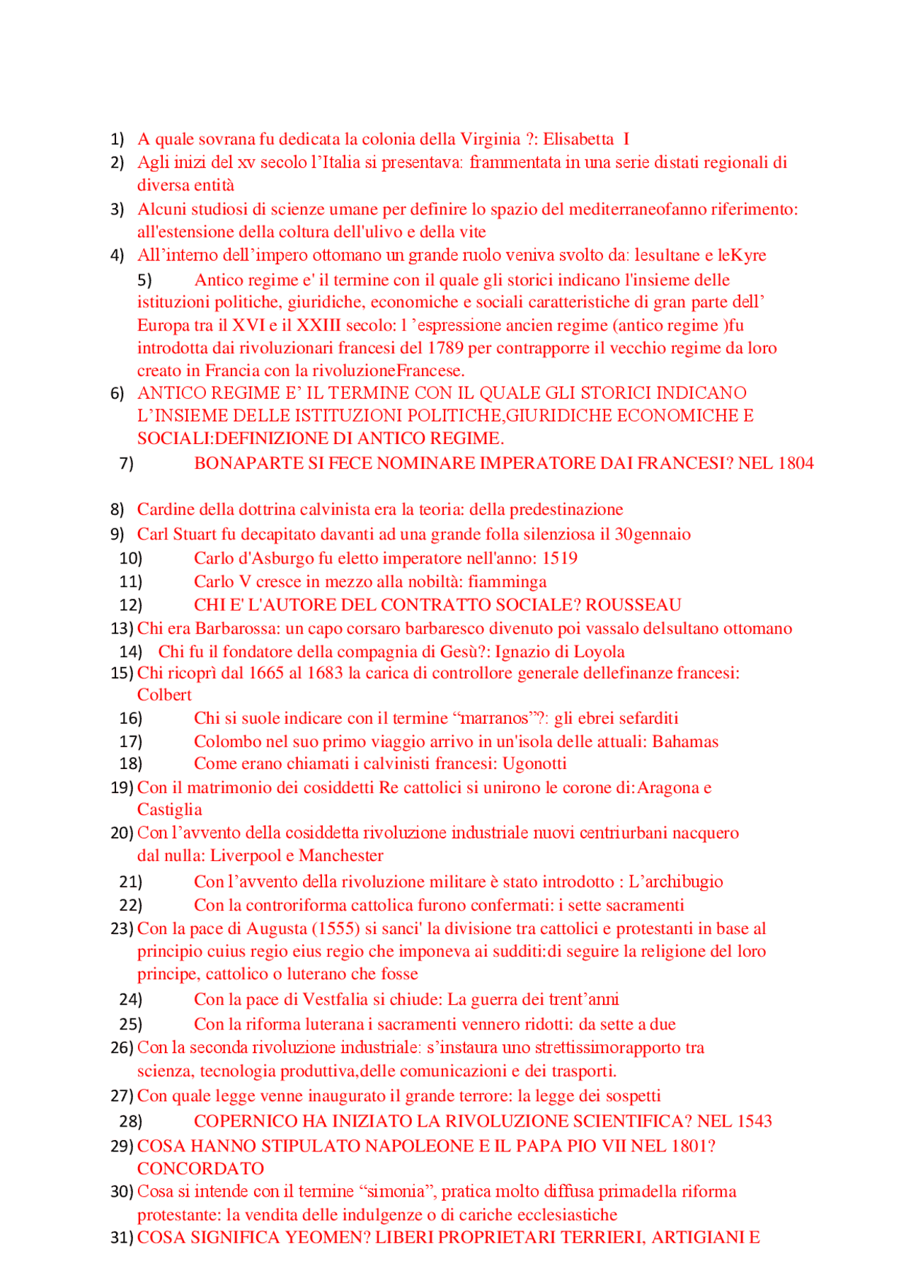 Domande E Risposte Extra Per Esame Di Storia Moderna 2022 Prove D