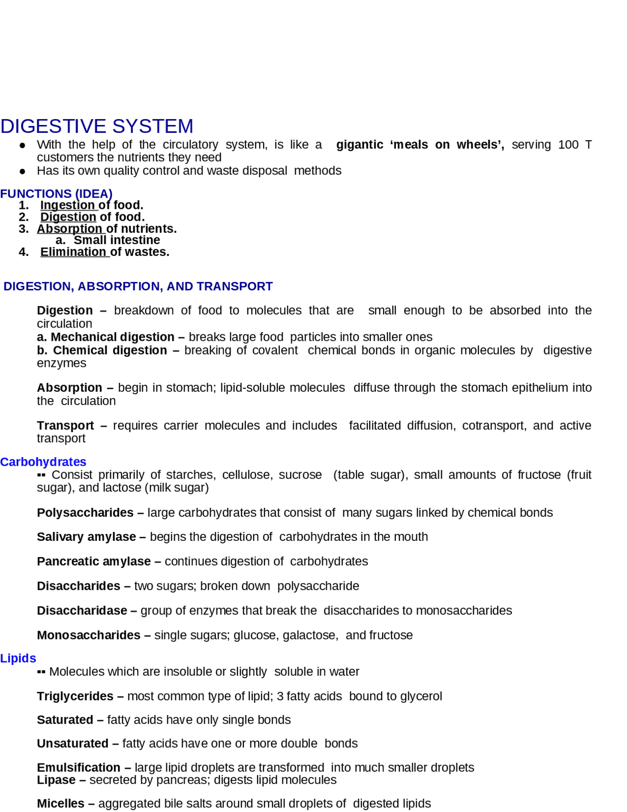 CH. 16 Digestive system symmary | Study notes Anatomy | Docsity