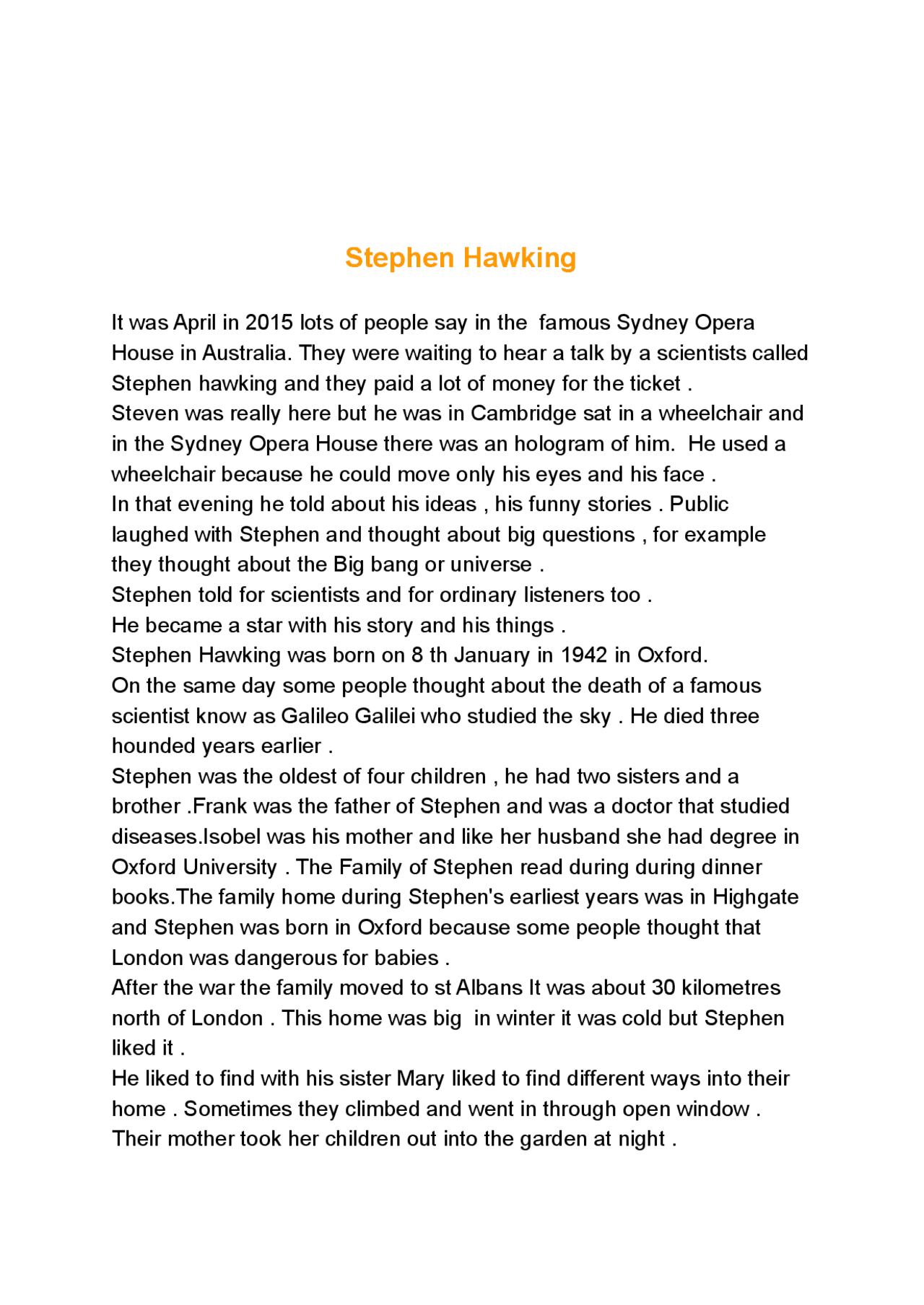 Riassunto Di Steven Hawking Sintesi Del Corso Di Inglese Docsity