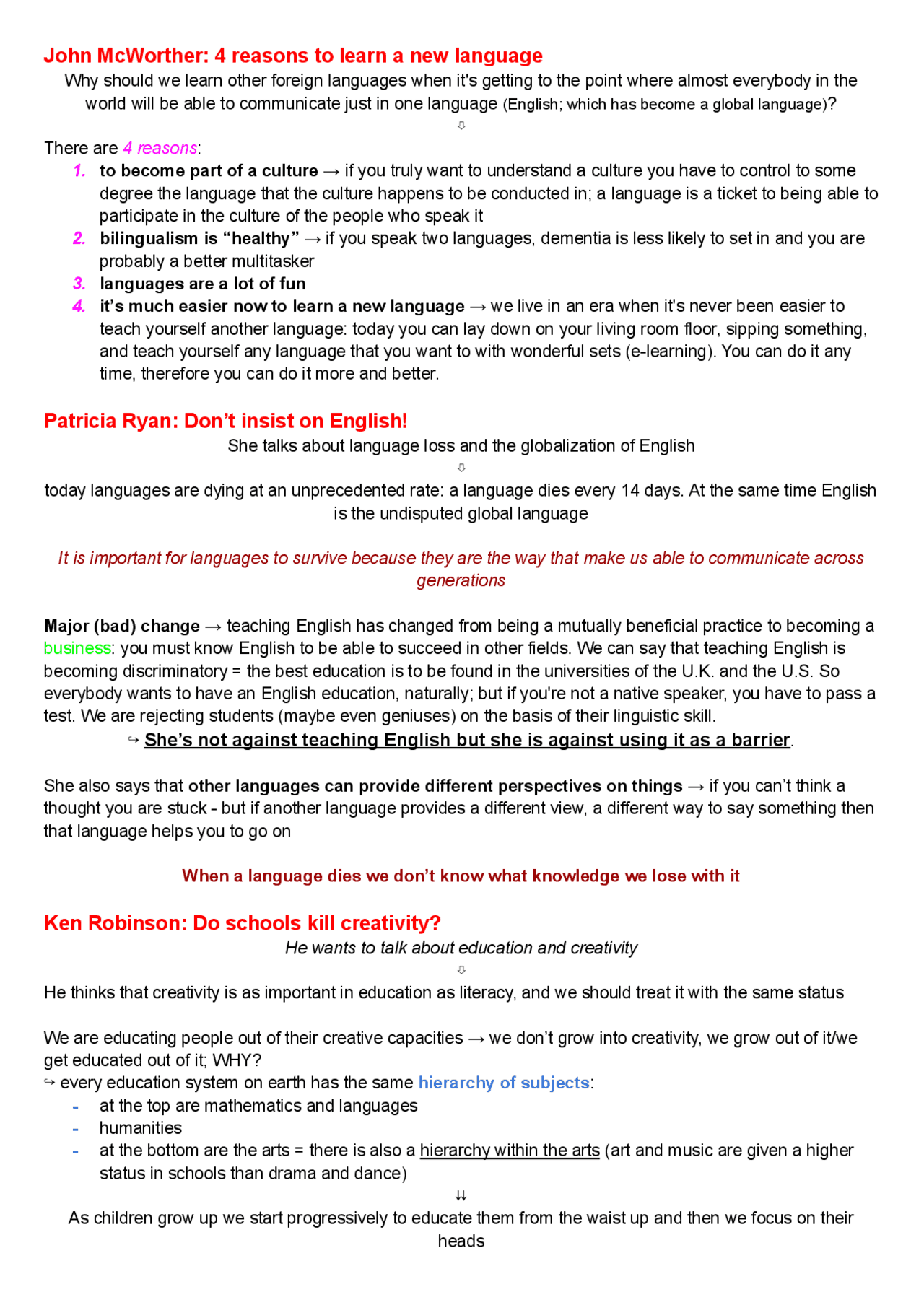 Appuntiriassunti Ted Talks Appunti Di Lingua Inglese Docsity
