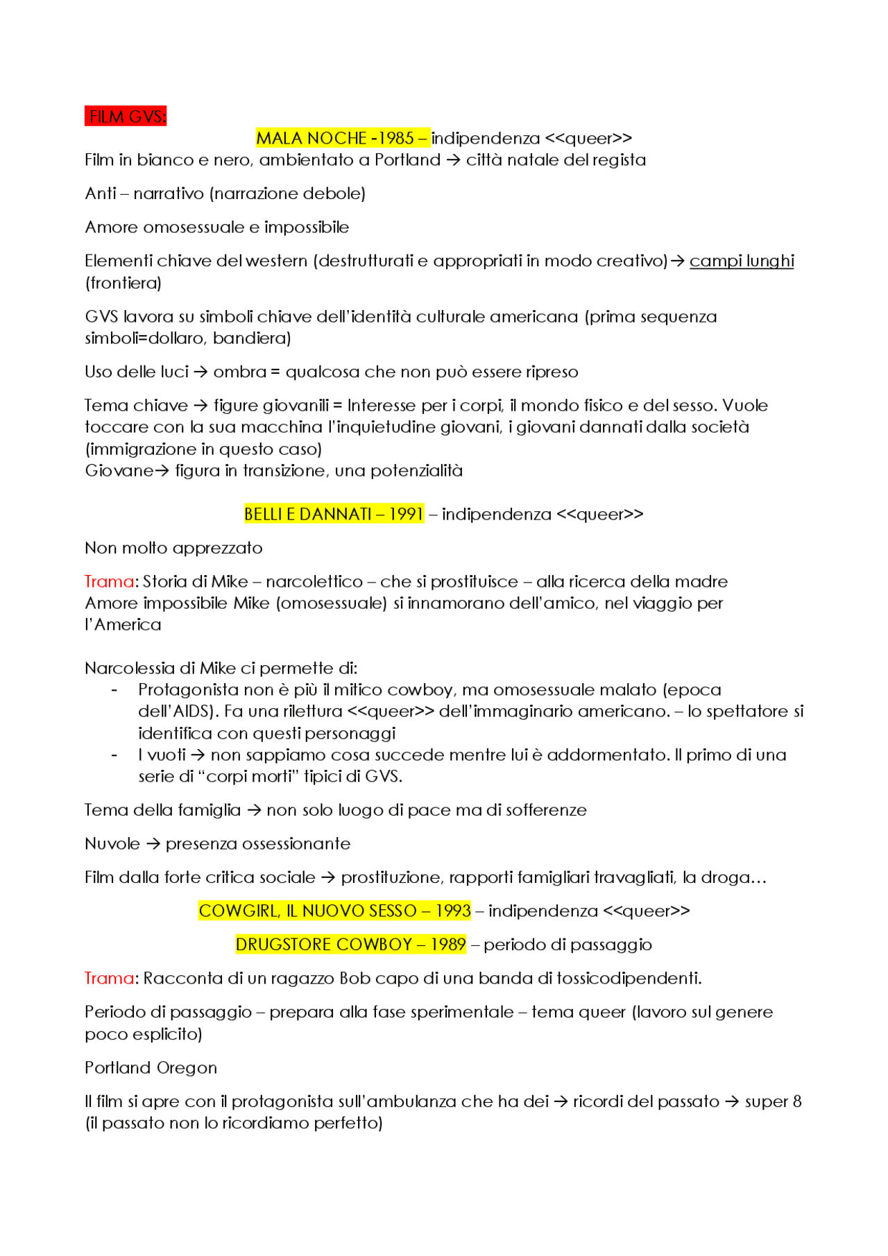 Film di Gus Van Sant | Schemi e mappe concettuali di Storia Del Cinema ...