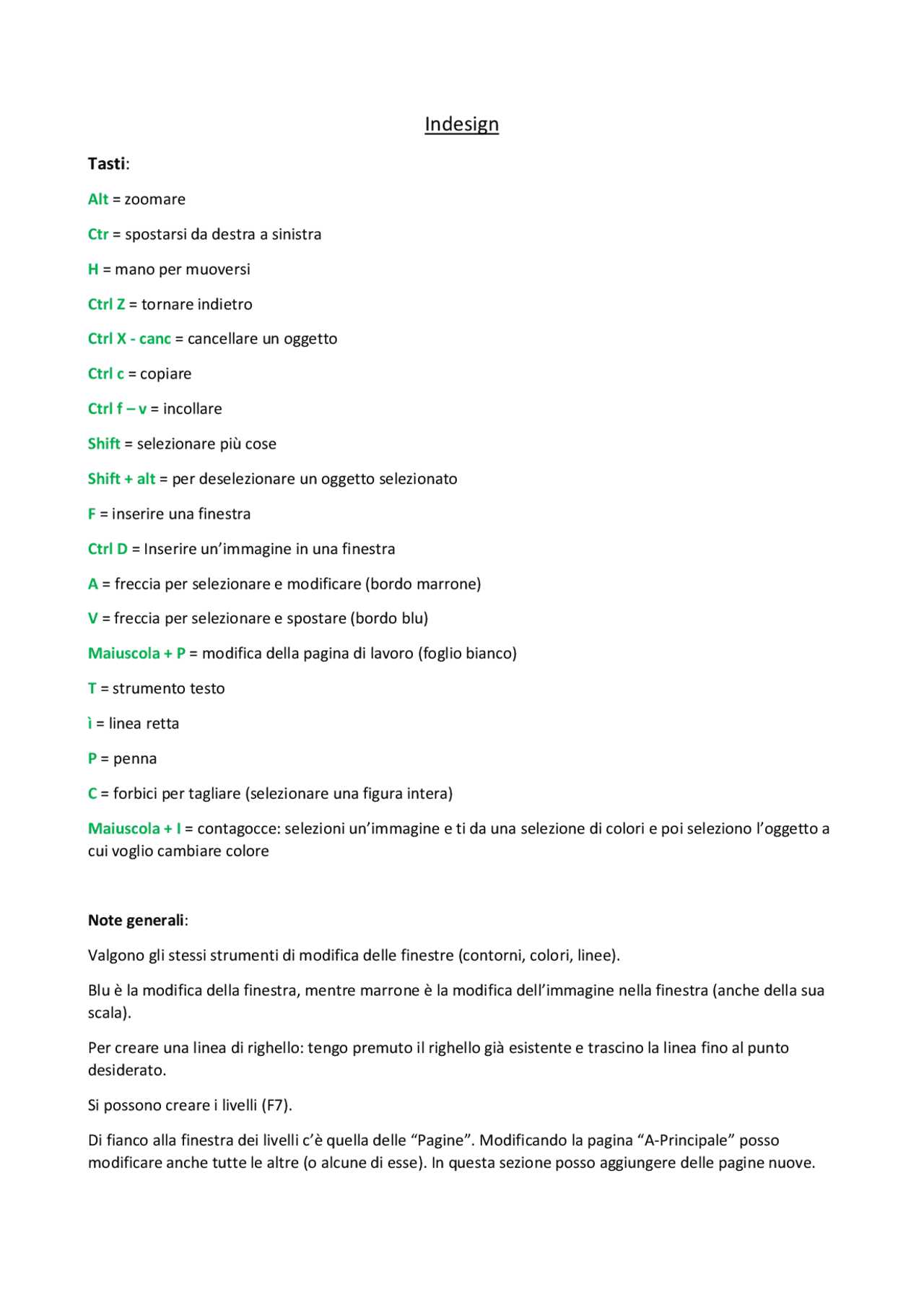 Comandi di InDesign | Schemi e mappe concettuali di Laboratorio Di Progettazione Urbanistica ...