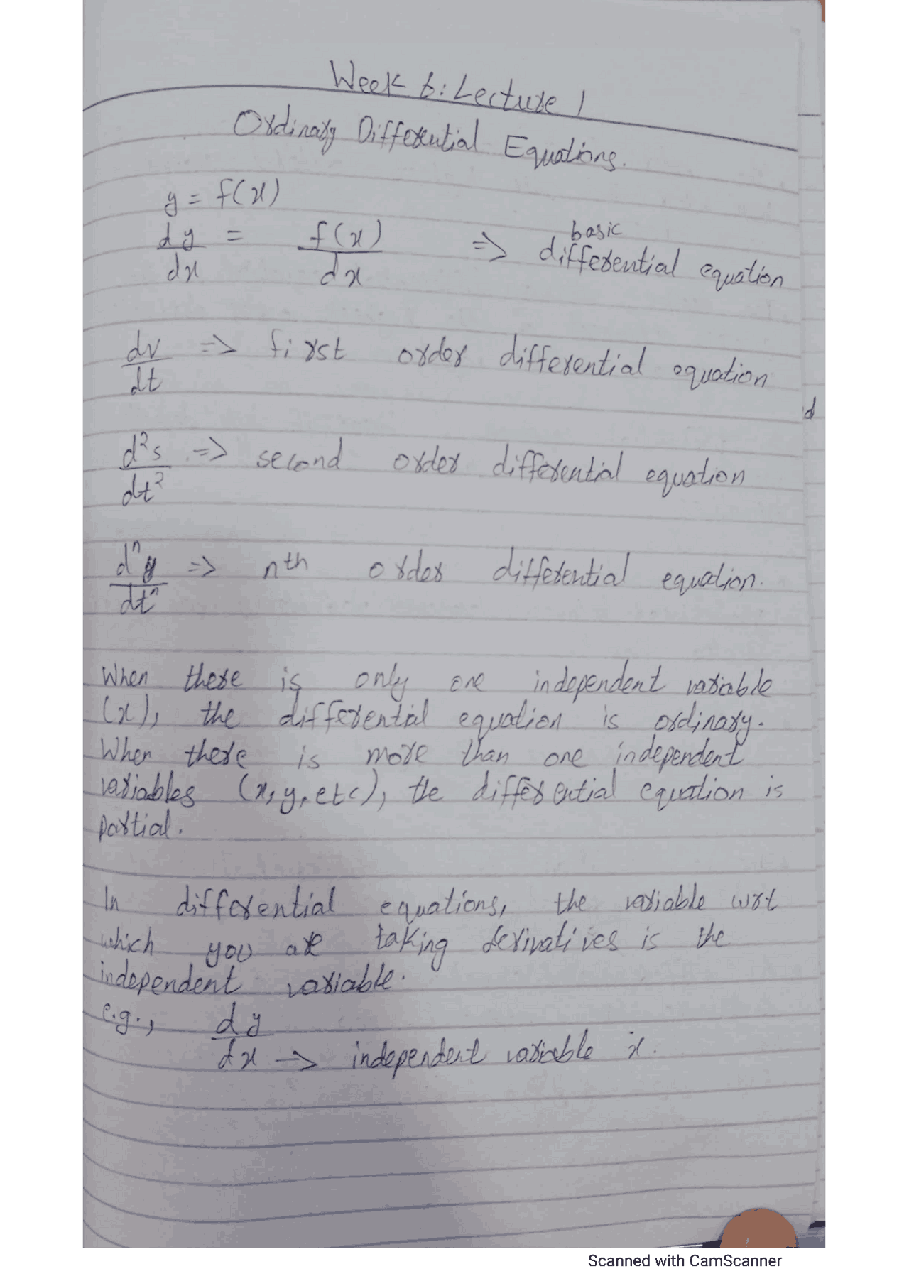 Introduction to Differential Equations,Calculus | Study notes ...