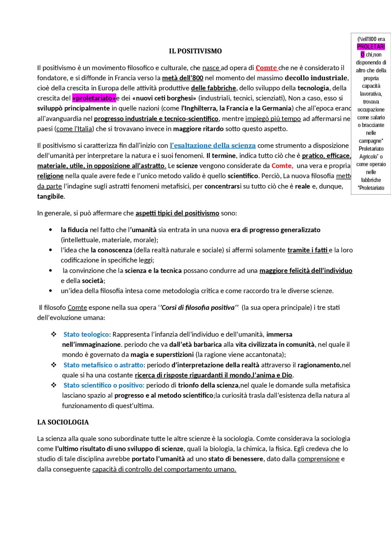 Filosofia Positivismo E Auguste Comte Appunti Di Filosofia Docsity