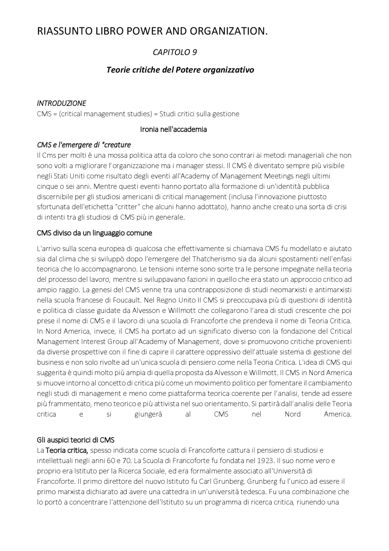 Teorie critiche del potere organizzativo | Appunti di Sociologia Delle ...