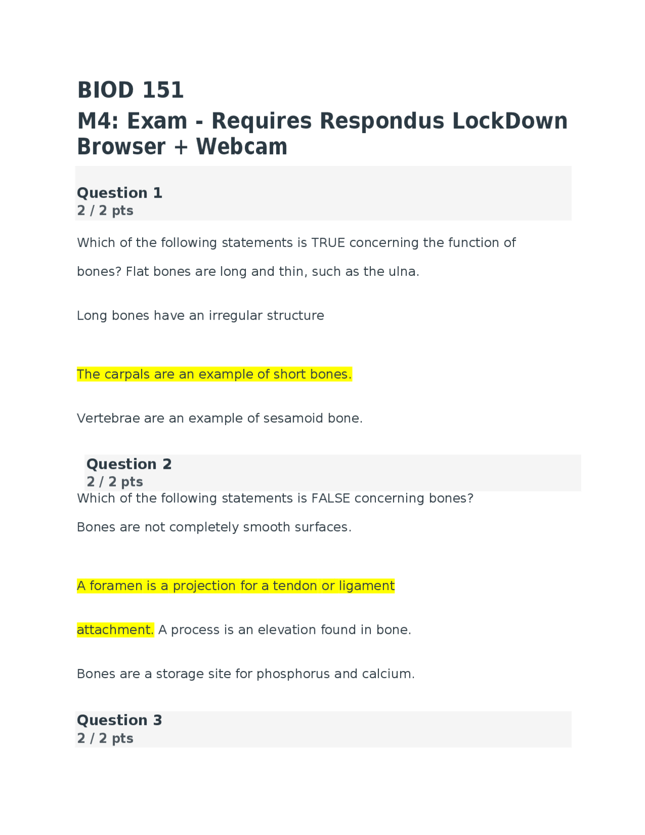 Portage Learning/ BIOD 151 / Module 4 Exam Graded A | Exams Biology ...