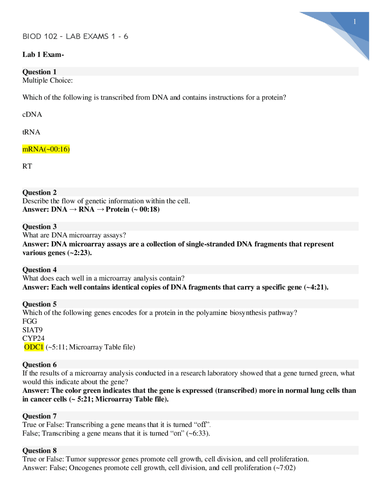 Portage Learning / BIOD 102 / LAB EXAMS 1 - 6 GRADED A | Exams Biology ...