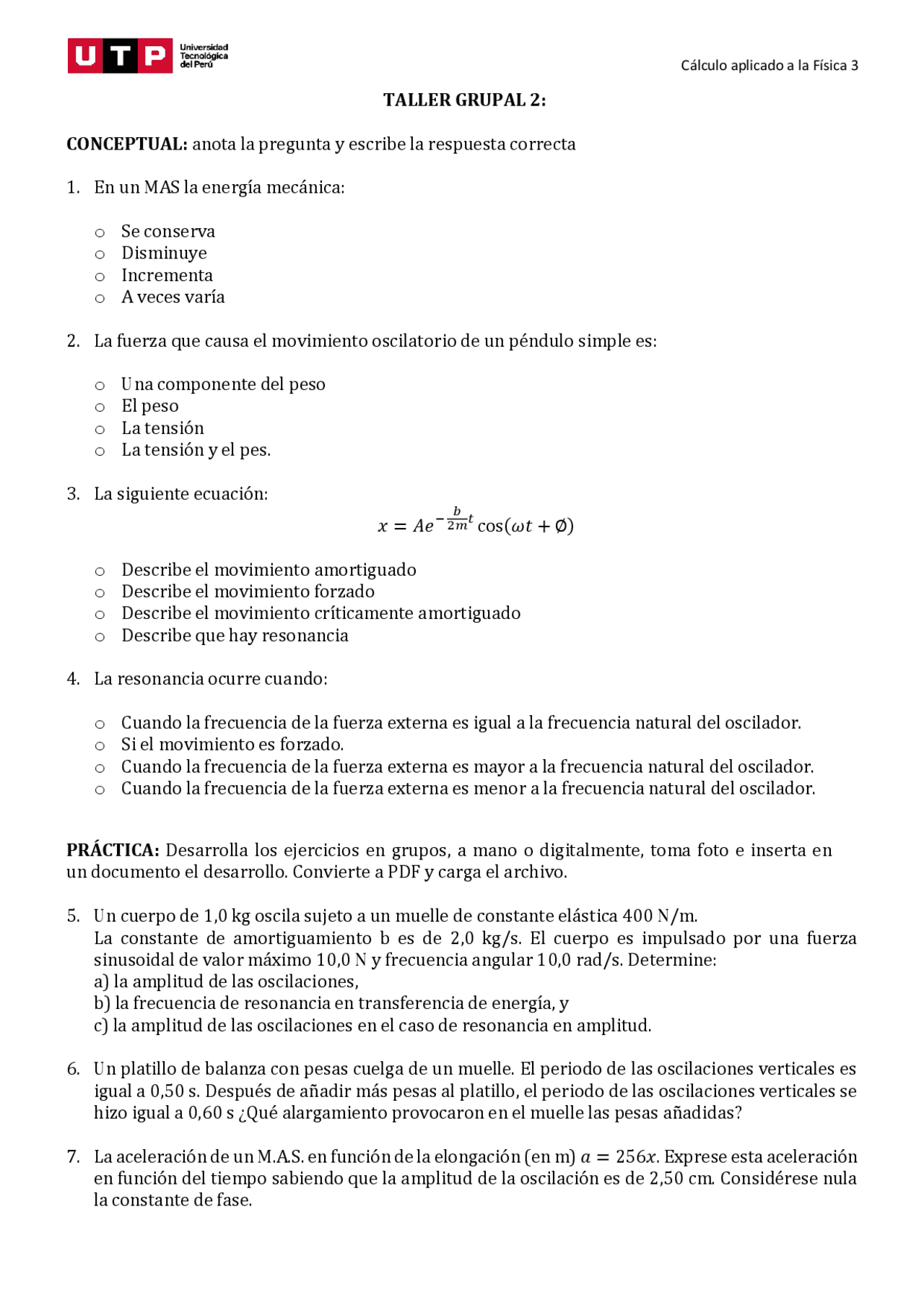 Taller 1 De Calculo Aplicado A La Fisica 3 Ejercicios De Física Docsity