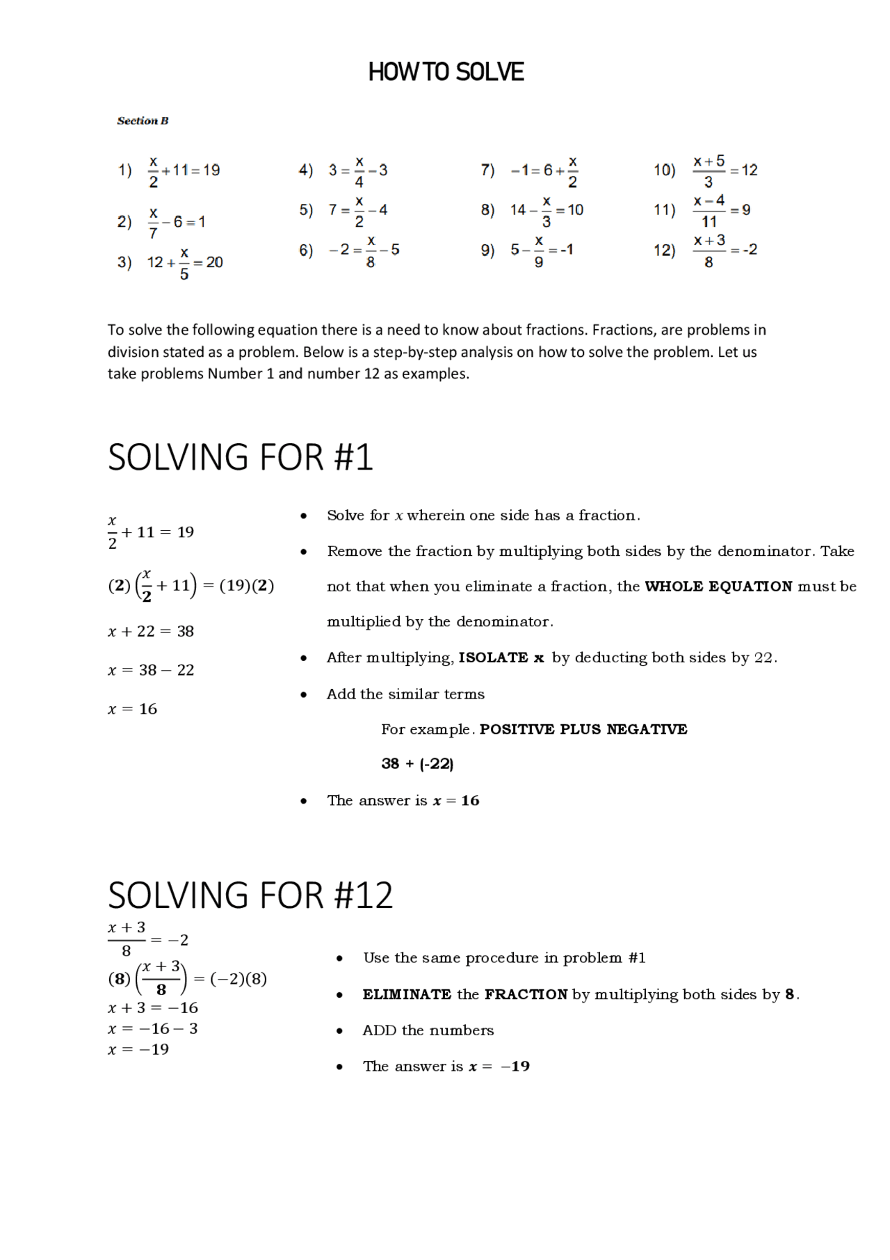 A Study Guide to Fractions | Summaries Mathematics - Docsity