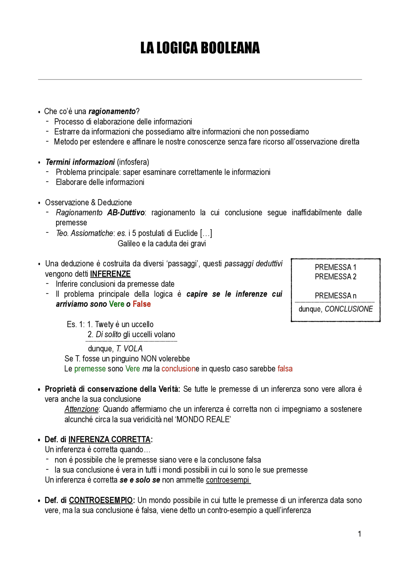 Istituzioni di Logica - LOGICA BOOLEANA | Schemi e mappe concettuali di ...