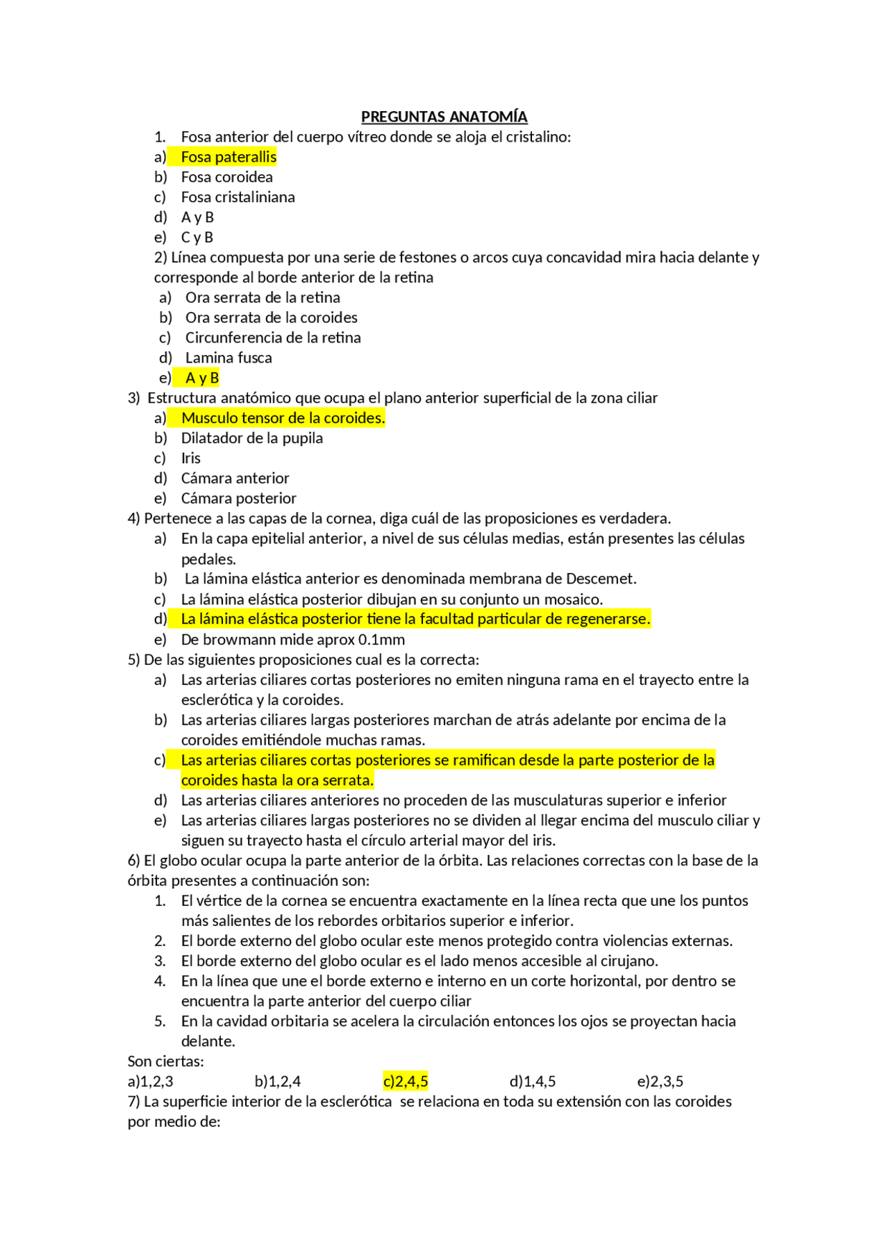 Banco De Anatomia De Anatomia De Todo Exámenes De Anatomía Docsity