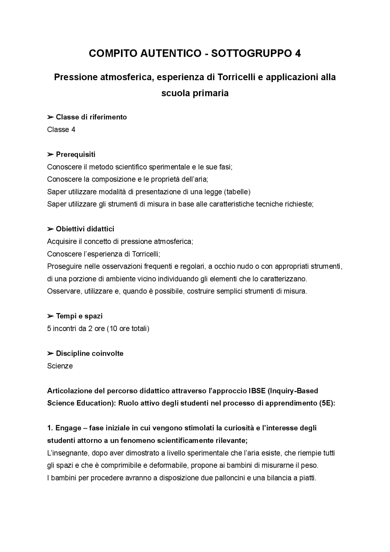 Esempio compito autentico Fisica | Esercizi di Fisica - Docsity