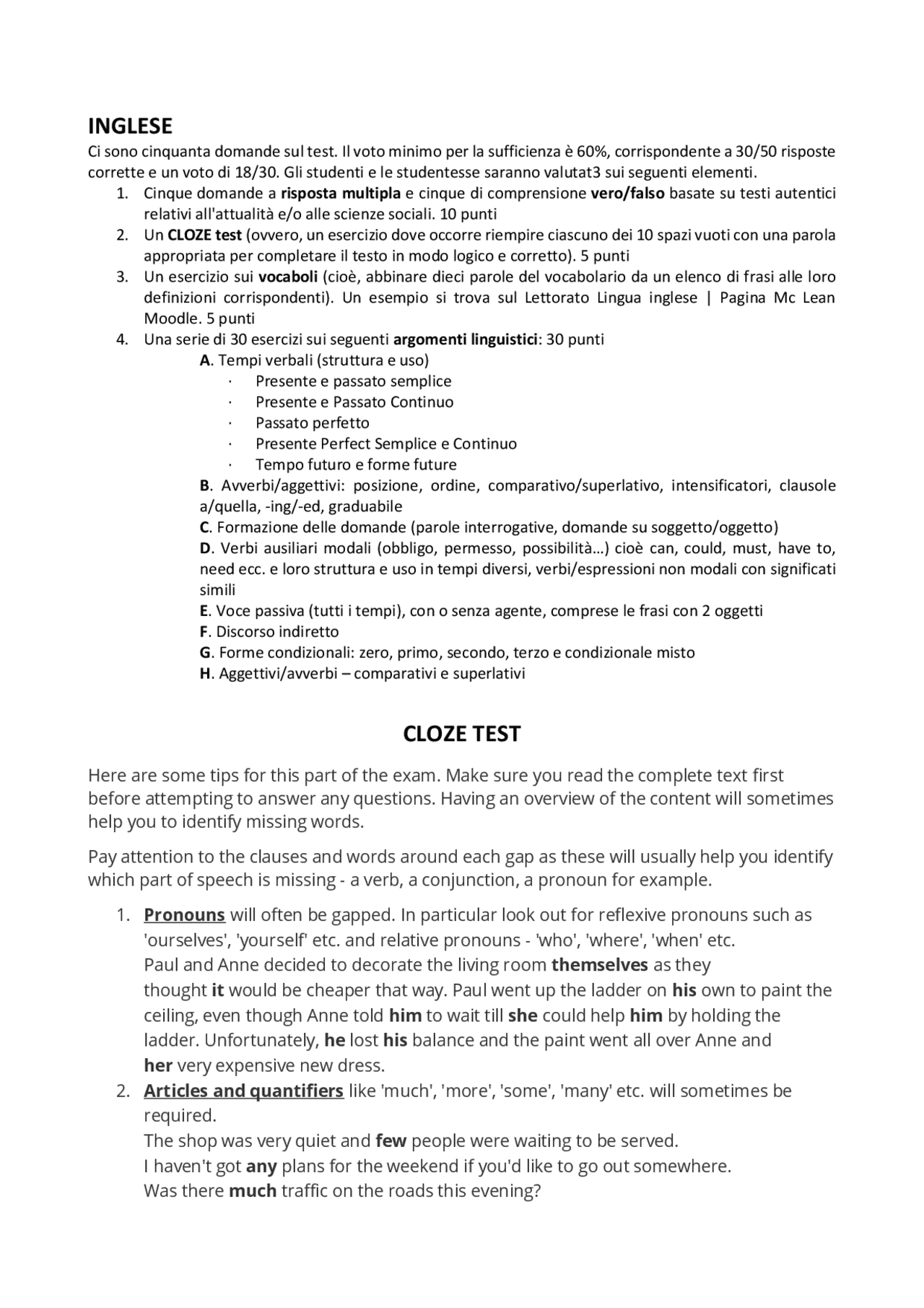 Schemi per lettorato inglese L3 | Schemi e mappe concettuali di Lingua ...