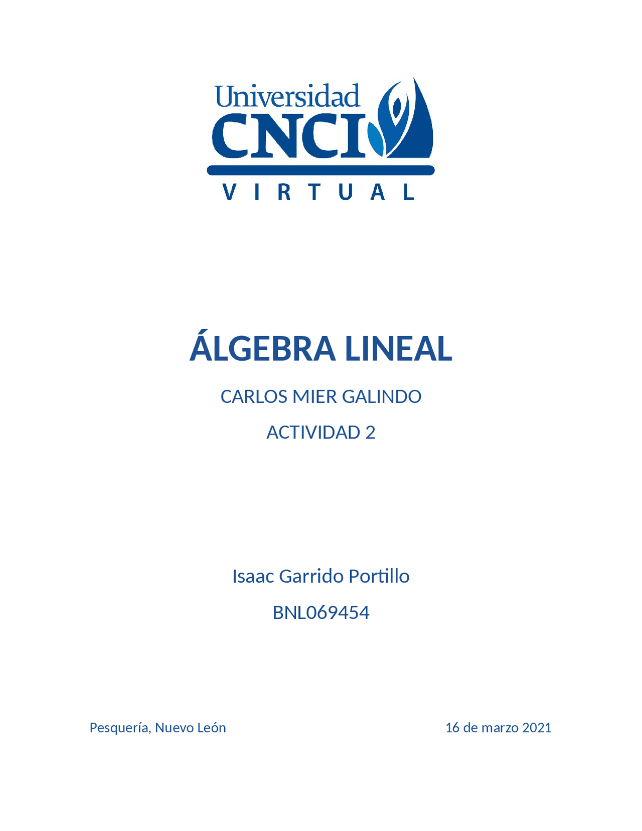 Actividad 2 Algebra Lineal Ejercicios De Álgebra Lineal Docsity