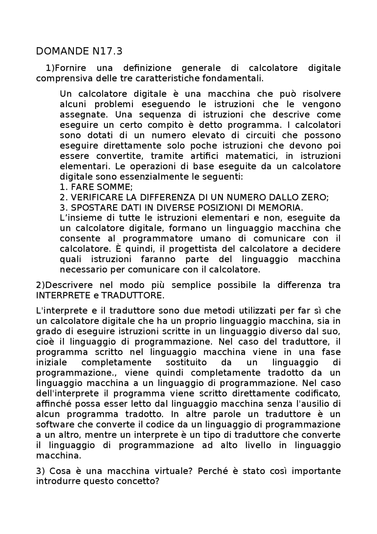 DOMANDE APERTE INFORMATICA OBBLIGATORIE ECAMPUS | Exercícios Informática - Docsity