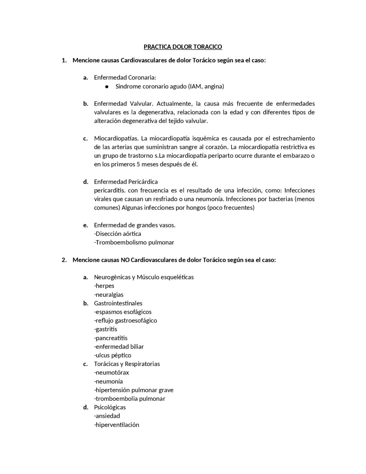 Dolor Toracico Practica Resúmenes De Ciencias Médicas Docsity