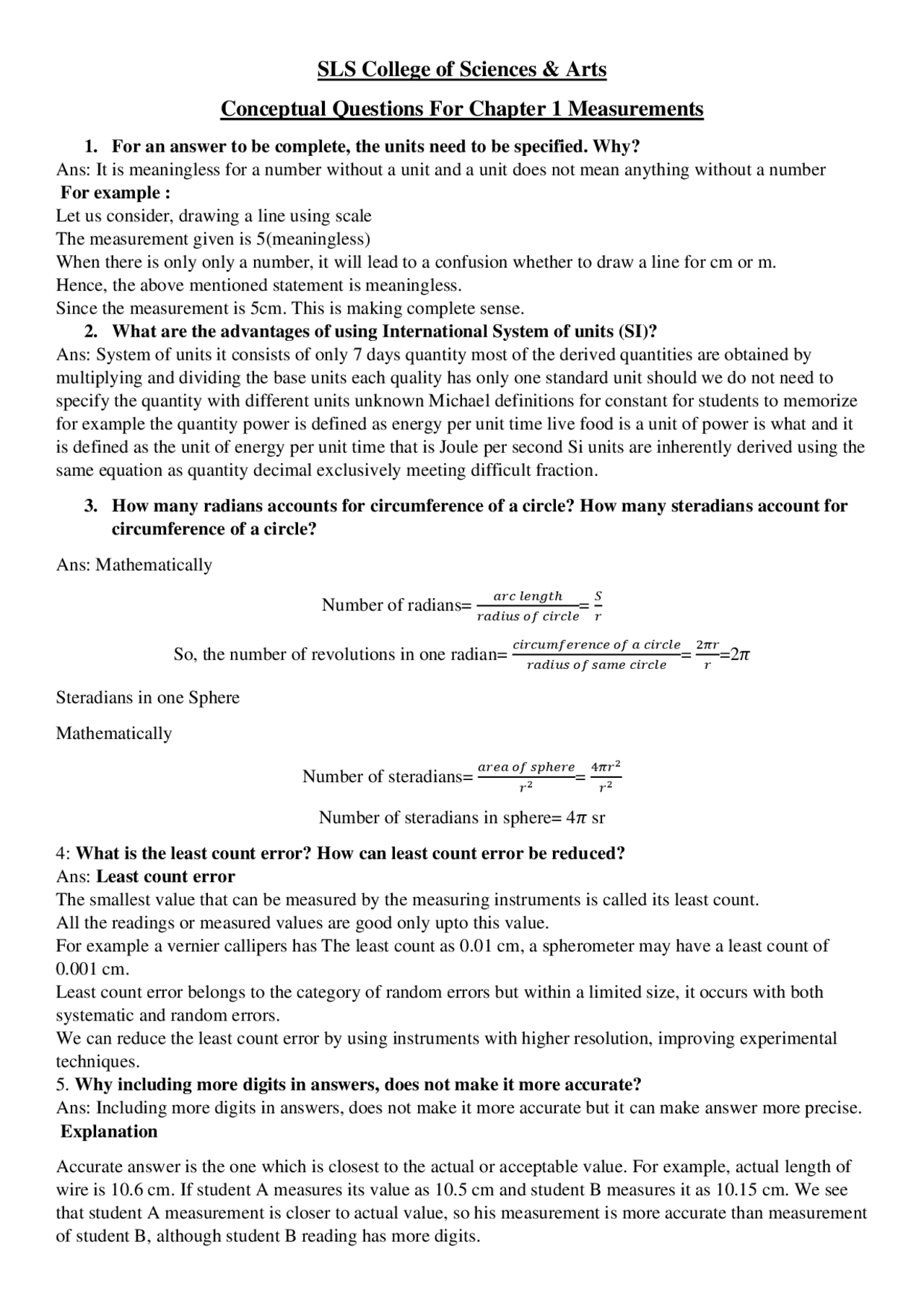 Physics Chapter 1 Solved Exercise Exercises Physics Docsity