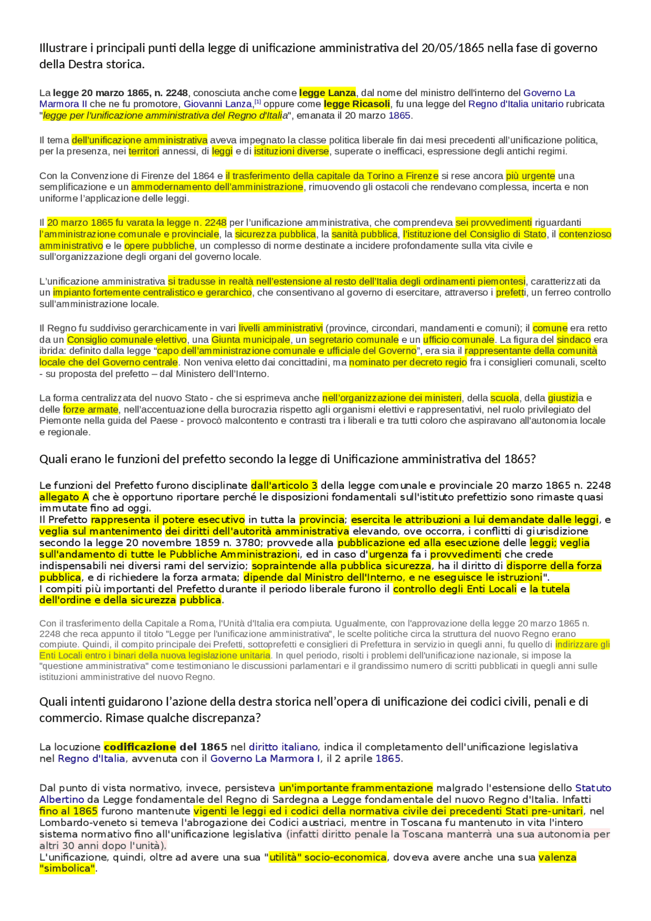 RISPOSTE DOMANDE PROVA D'ESAME | Prove d'esame di Storia Contemporanea | Docsity