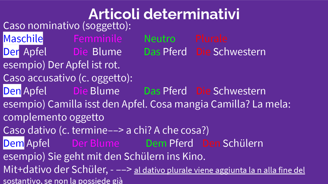 Slide di grammatica tedesca | Slide di Tedesco | Docsity