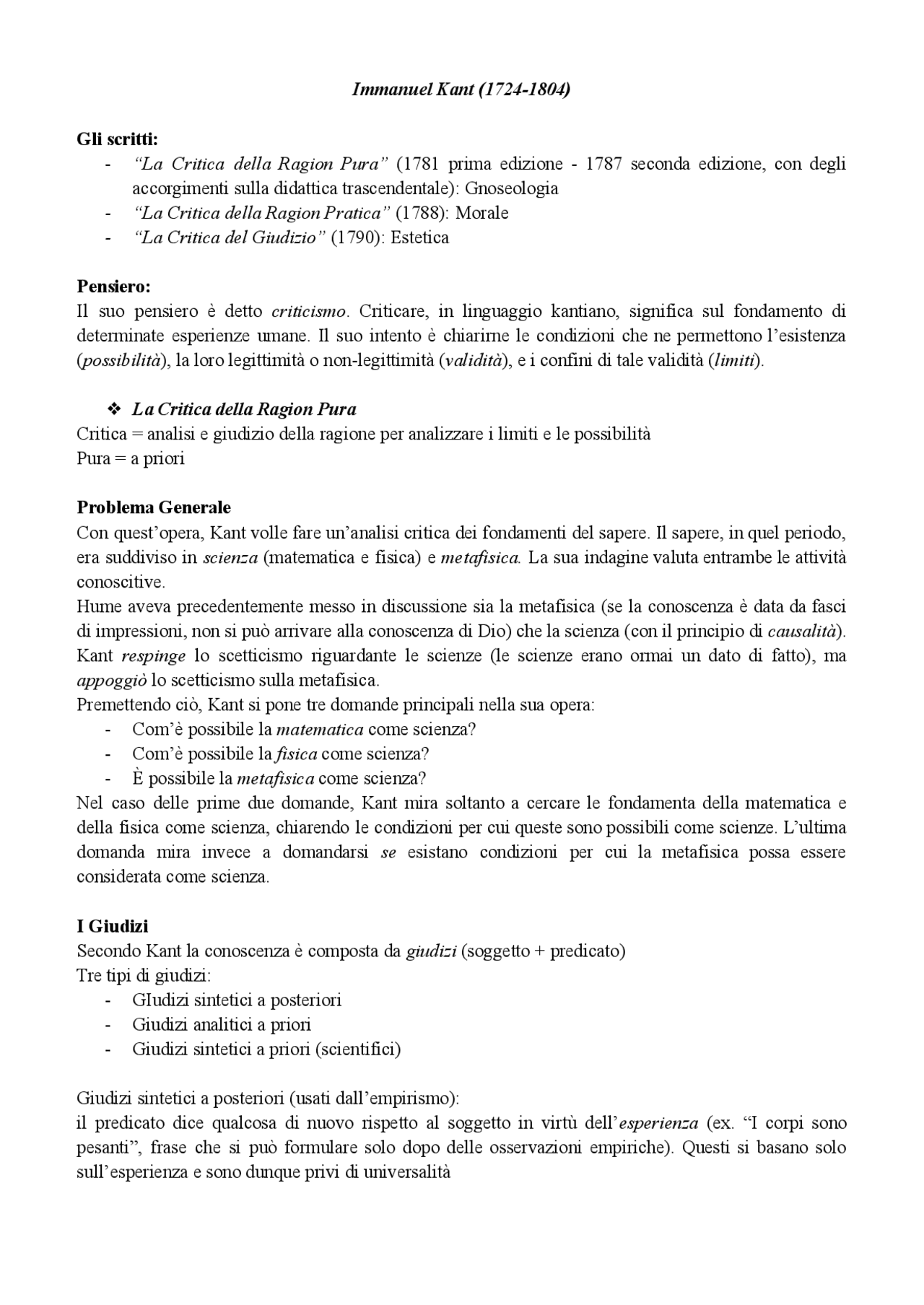 Immanuel Kant E Jean Jaques Rousseau Dispense Di Filosofia Docsity