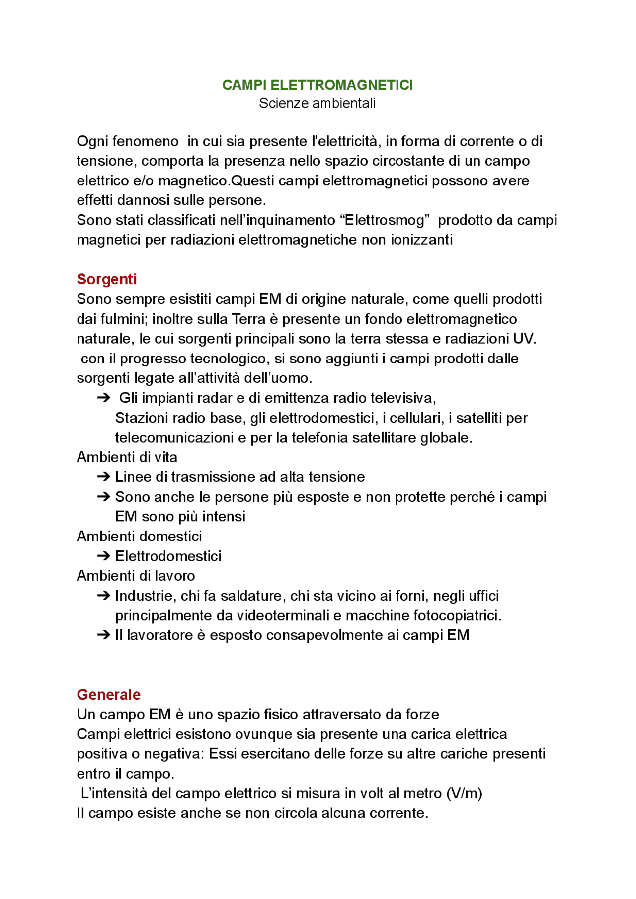 Fisica Campi Elettromagnetici Appunti Di Fisica Docsity